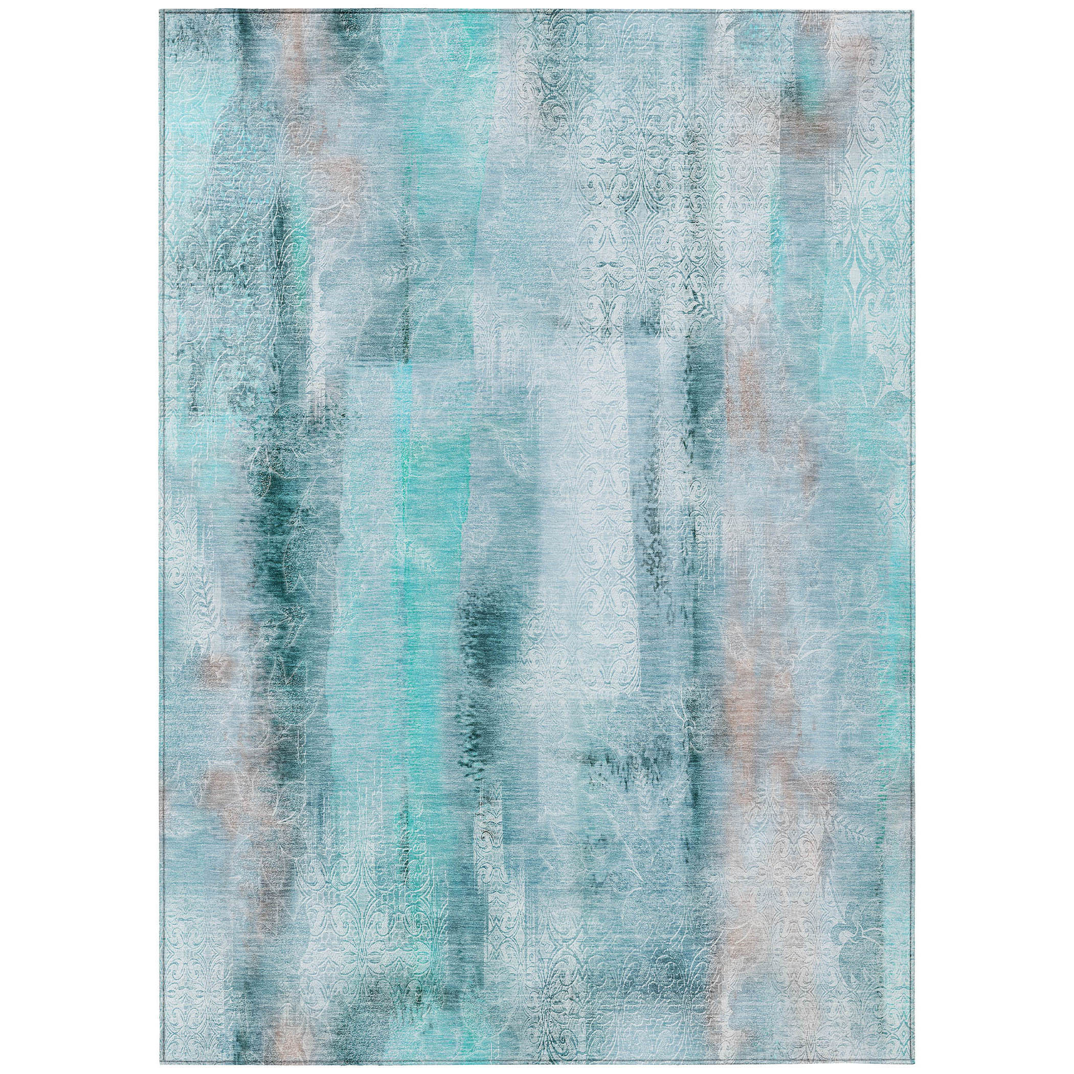 HomeRoots 8' X 10' Teal Washable Non Skid Indoor Outdoor Area Rug | Wayfair