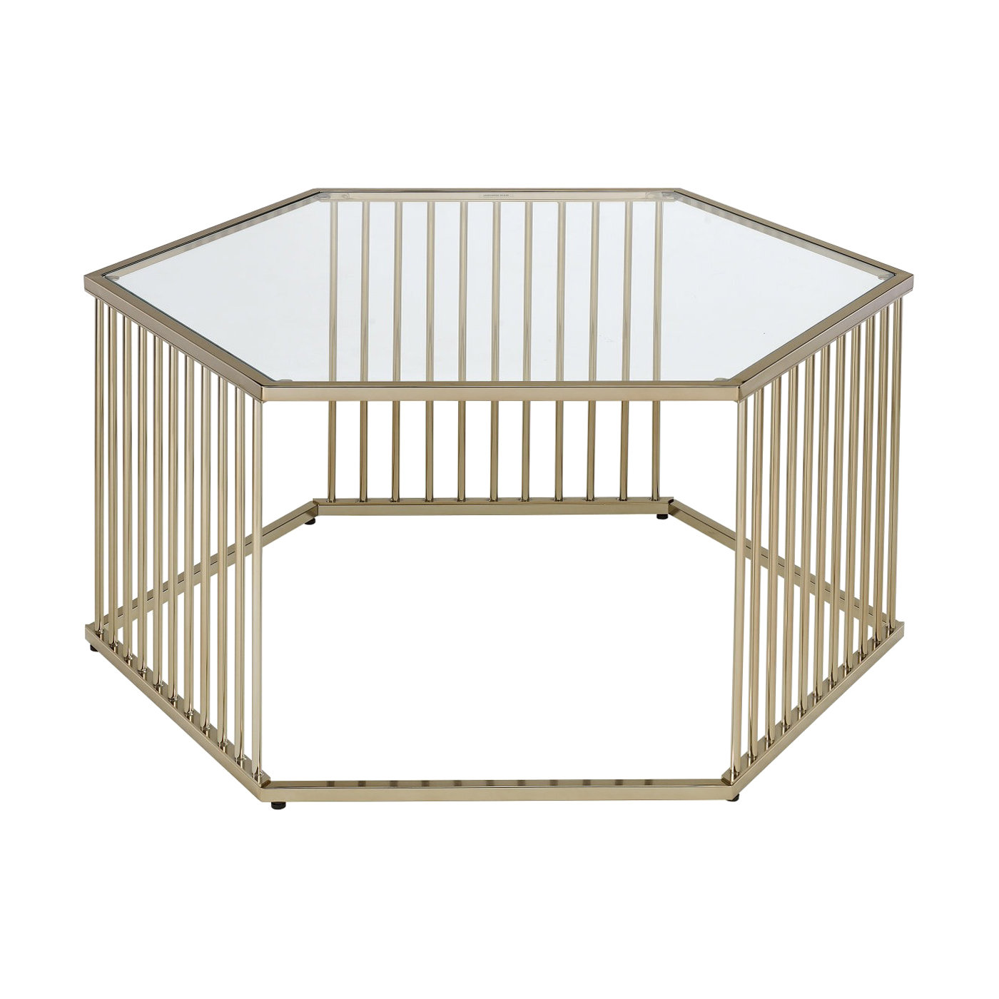 Mercer41 Sherbourne Hexagonal Coffee Table with Glass Top | Wayfair