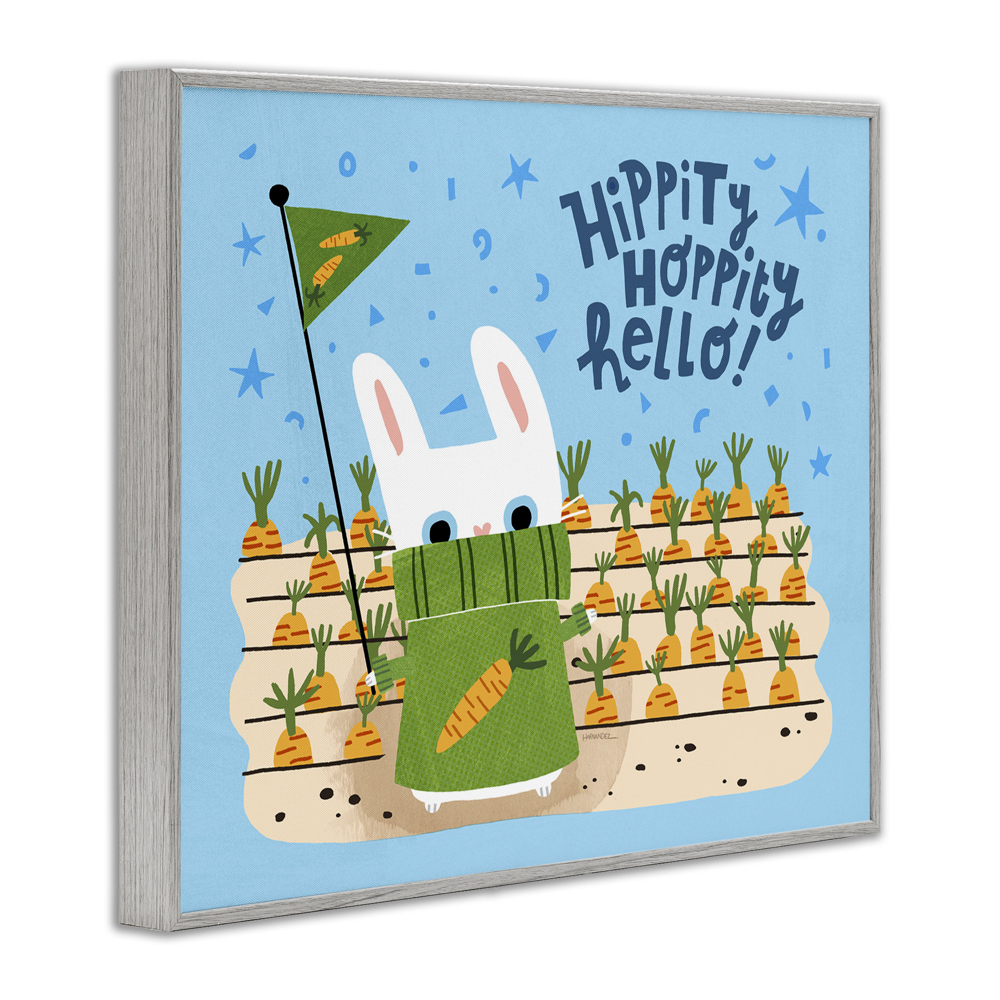 Ebern Designs Hippity Hoppity Hello Bunny Giclee Art by Leeza Hernandez ...
