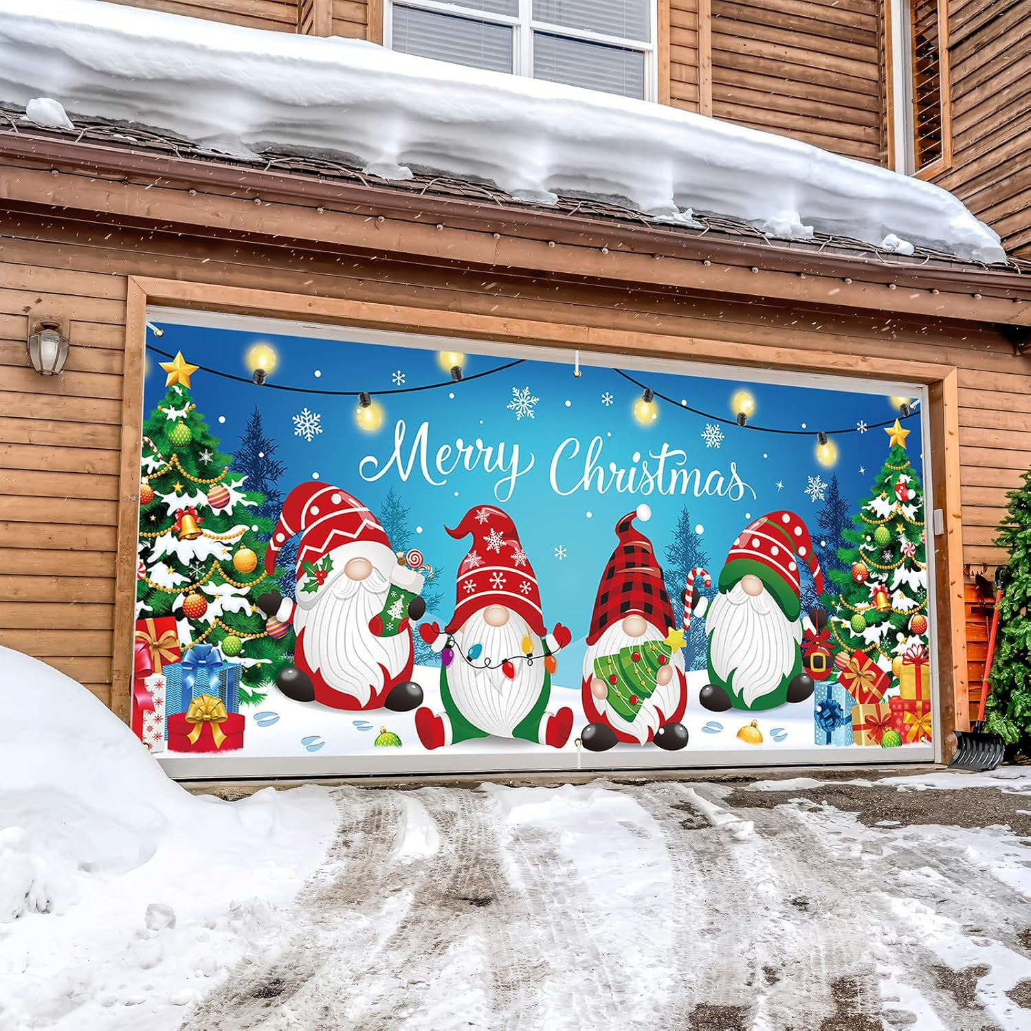 The Holiday Aisle® Christmas Garage Door Cover - 7x16ft, Garage Door ...