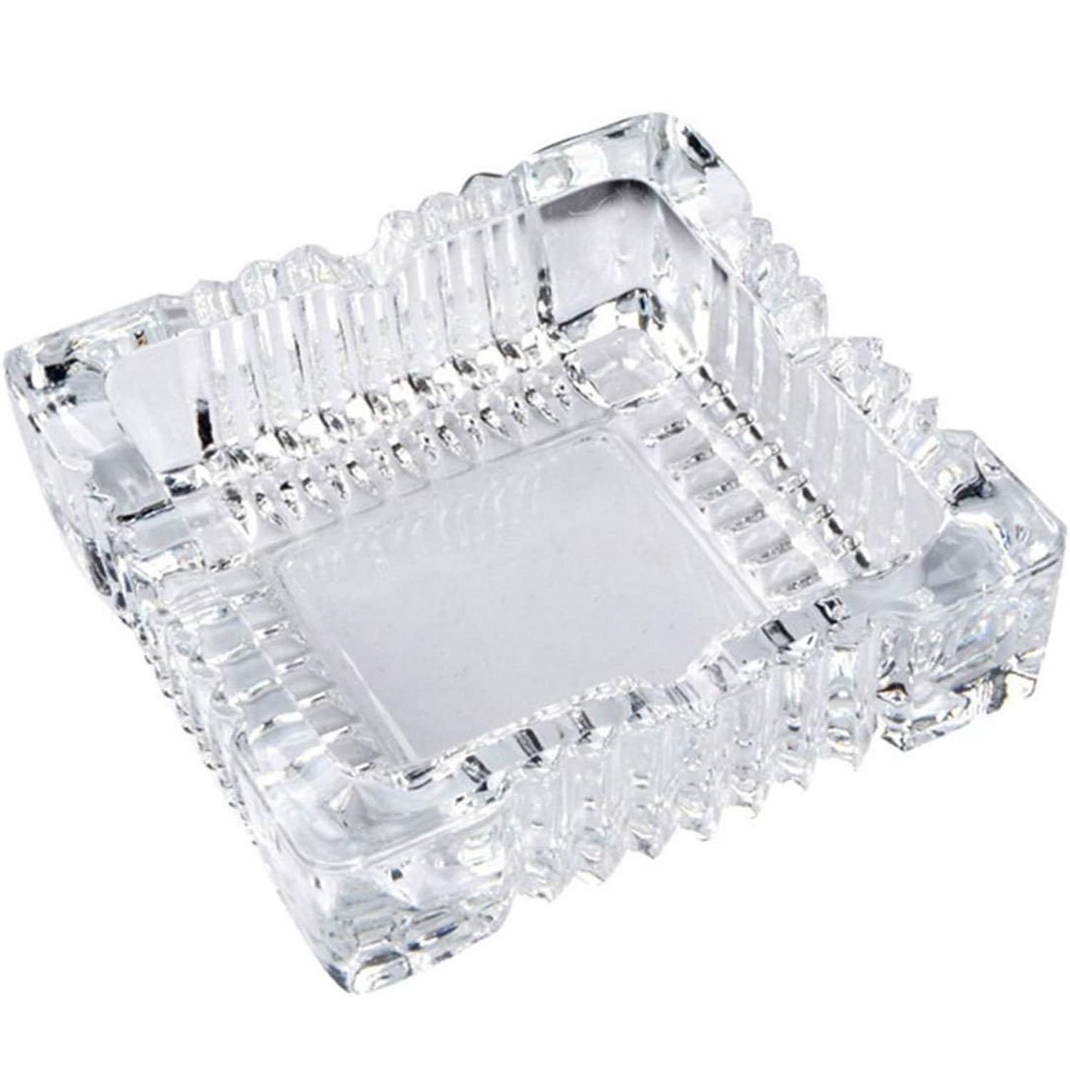 WIZIAT 2PCS 4 Inch Ashtray,Square Tabletop Glass Ashtray Smoke ...