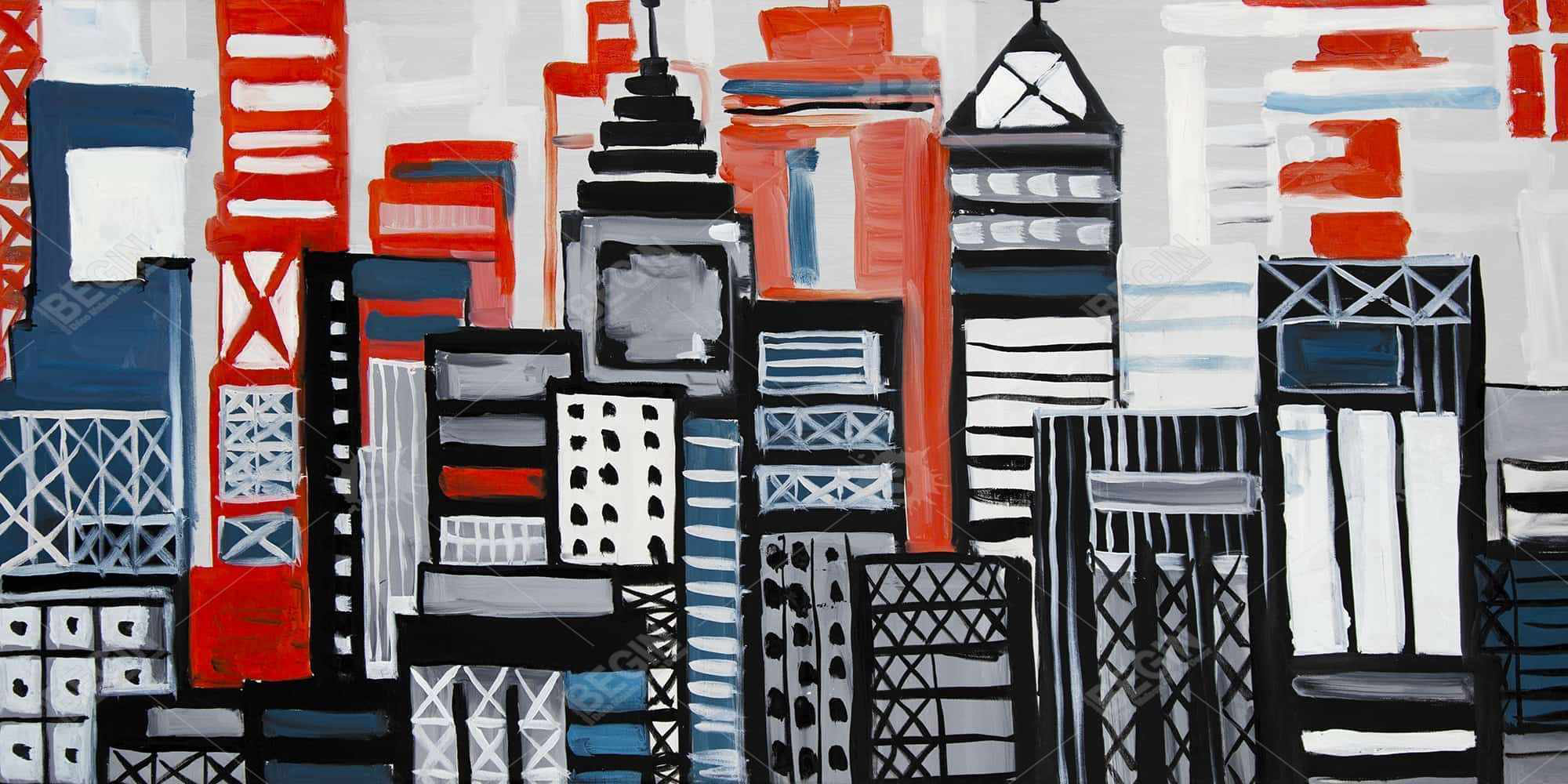 Begin Edition International Inc. Geometric urban landscape - 15.75"x31 ...
