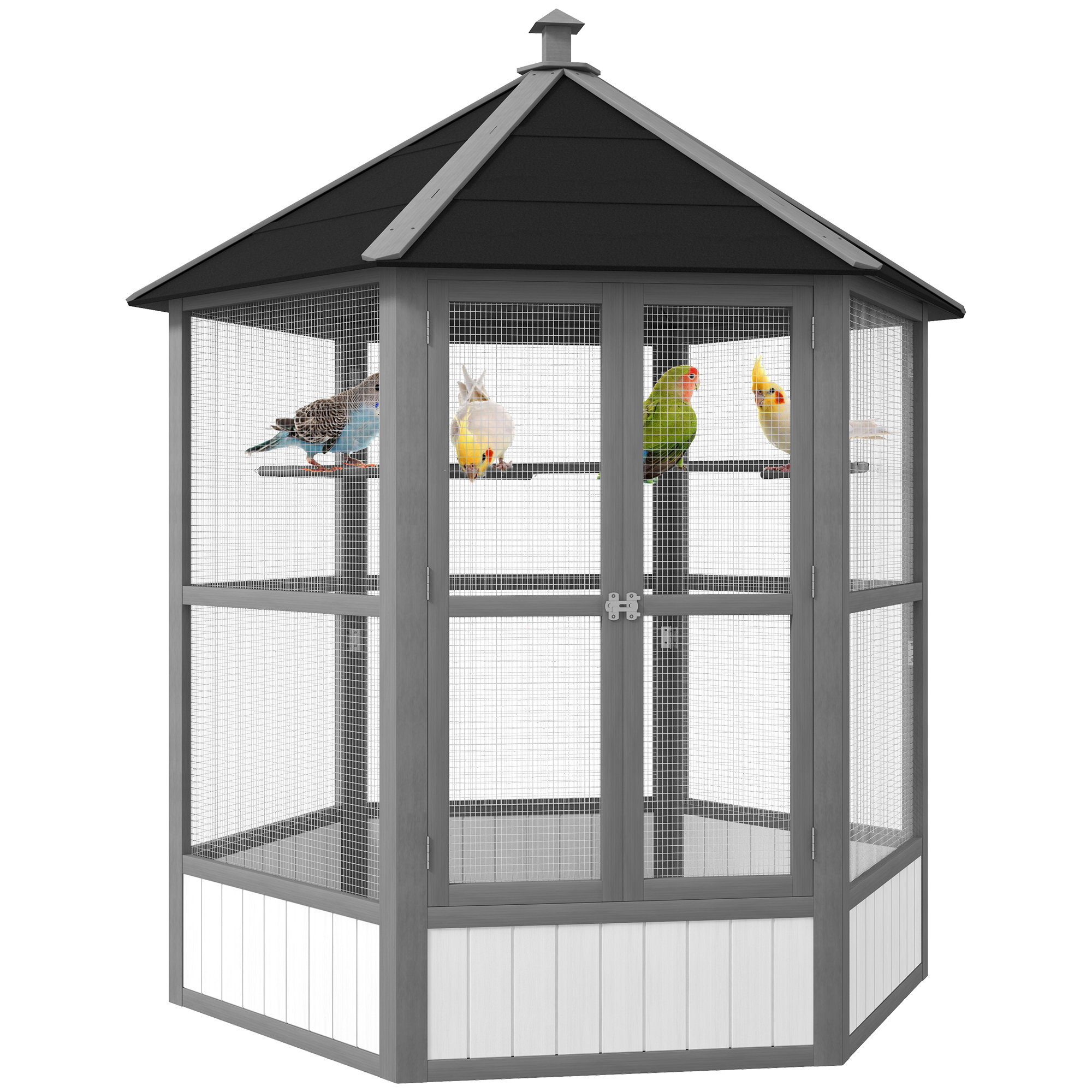Tucker Murphy Pet™ Large Wooden Hexagonal Outdoor Aviary Flight Bird ...