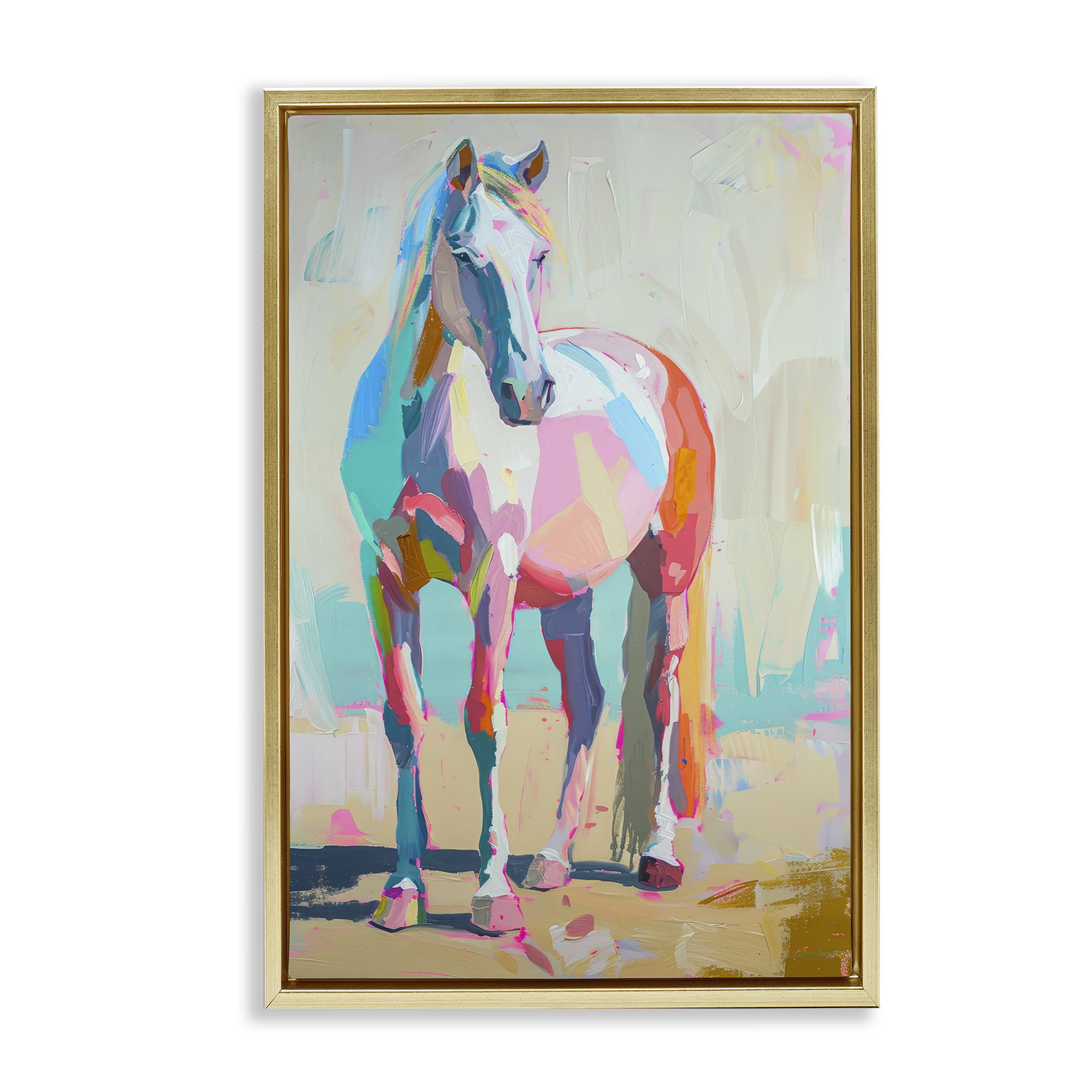 Lark Manor™ Pastel Hued Horse Framed Floater Canvas by Petal Prints ...