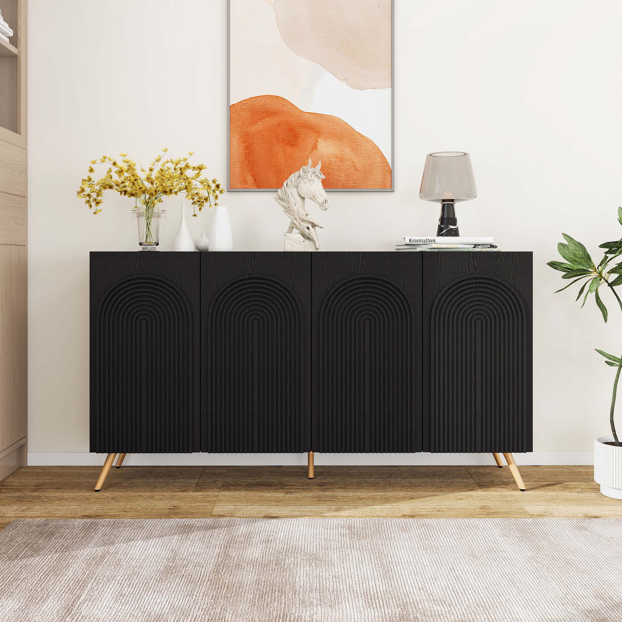 George Oliver Arch 3D Carved 4 Door Sideboard | Wayfair