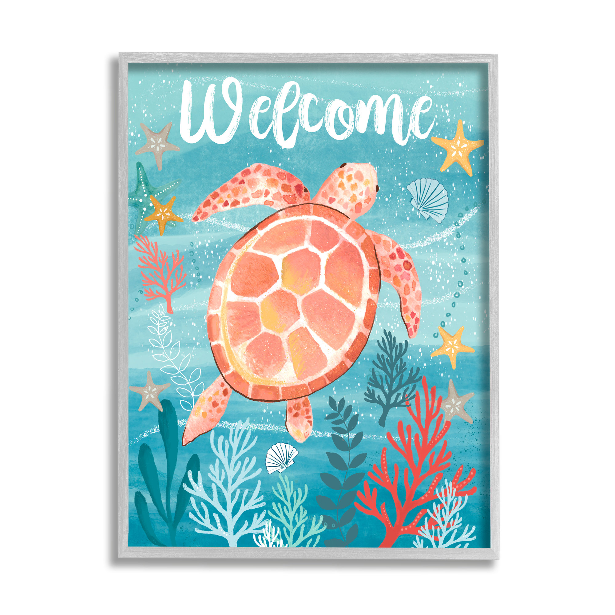 Stupell Industries Welcome Underwater Turtle Scene by Sharon Lee ...