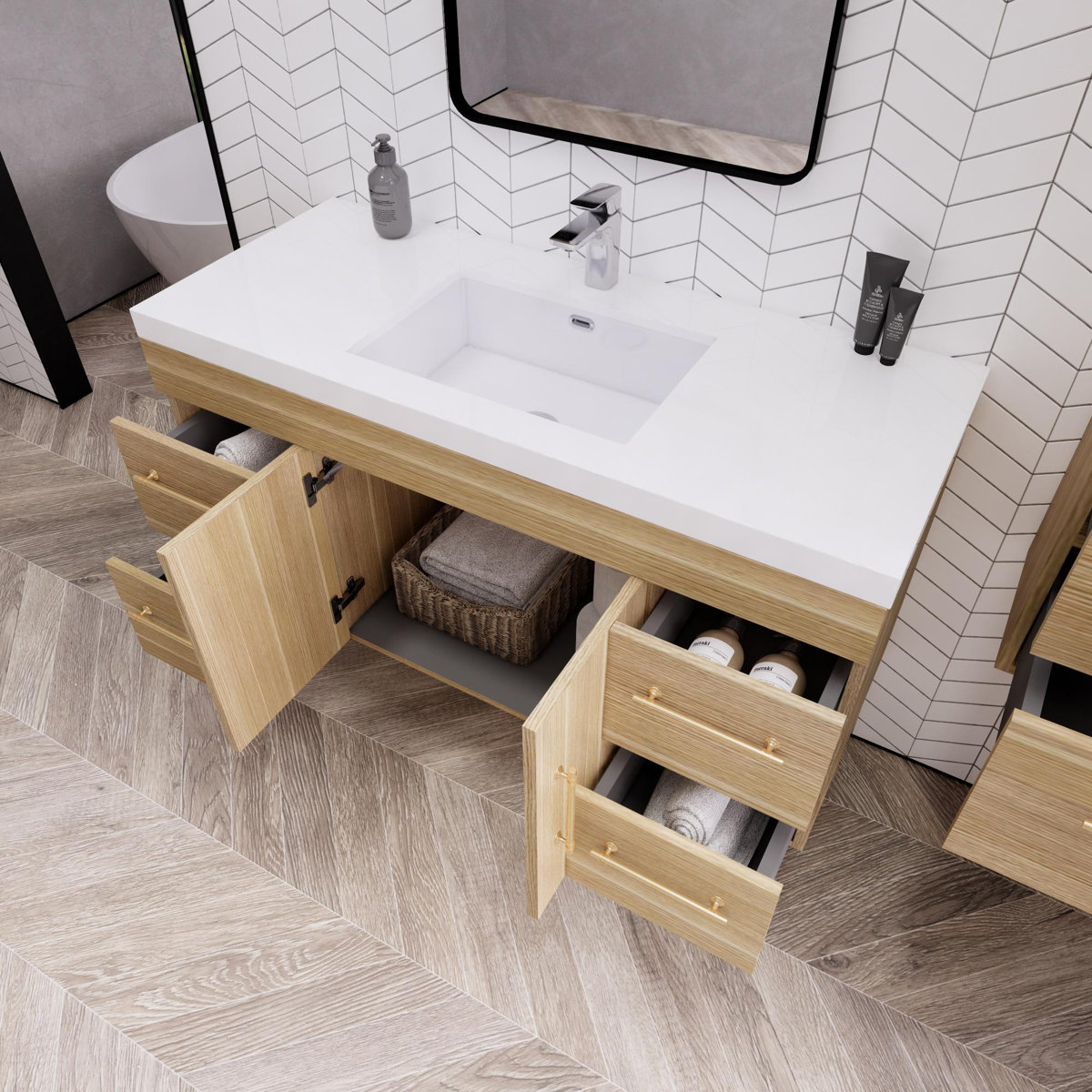 Brayden Studio® Bastos 47" Wall-Mounted Single Bathroom Vanity Set ...