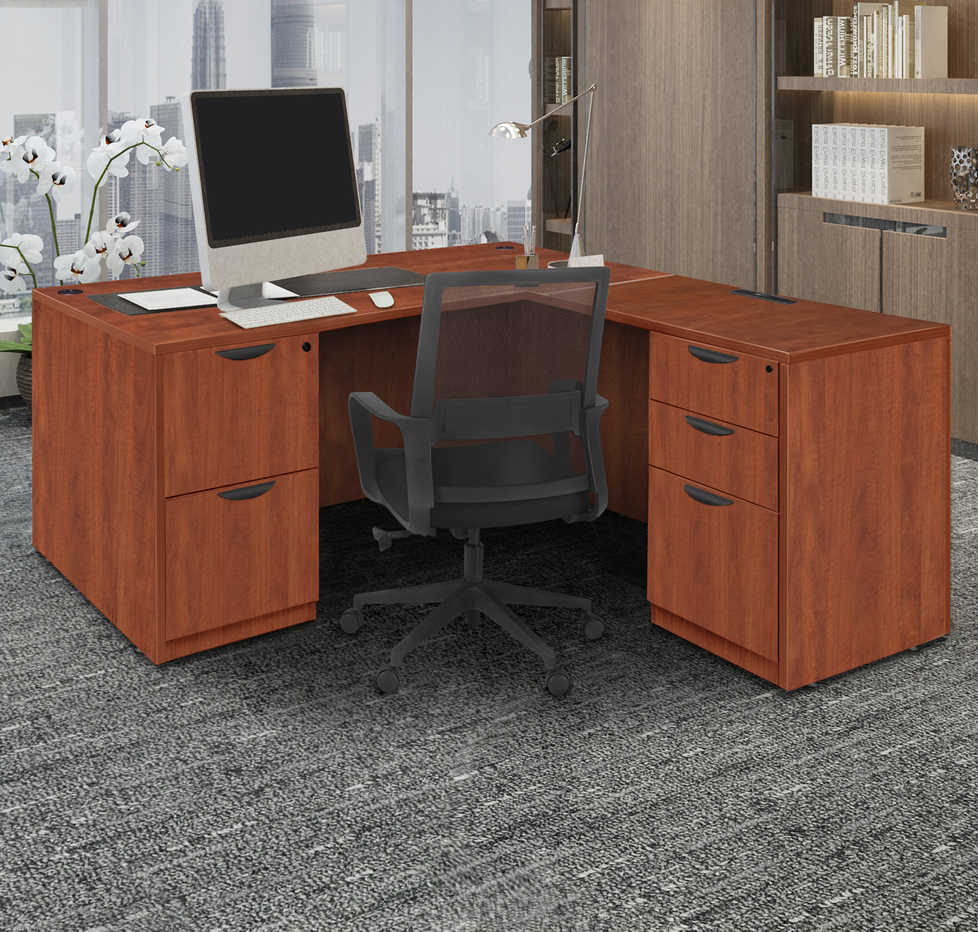 Regency Legacy L Desk with Double Full Pedestal Drawer Unit - Wayfair ...