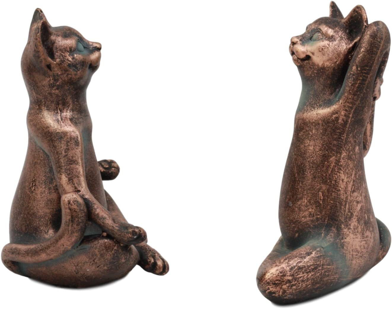Trinx Ebros Stretching Yoga Cats Statue Set Of 2 Zen Cats In Lotus ...