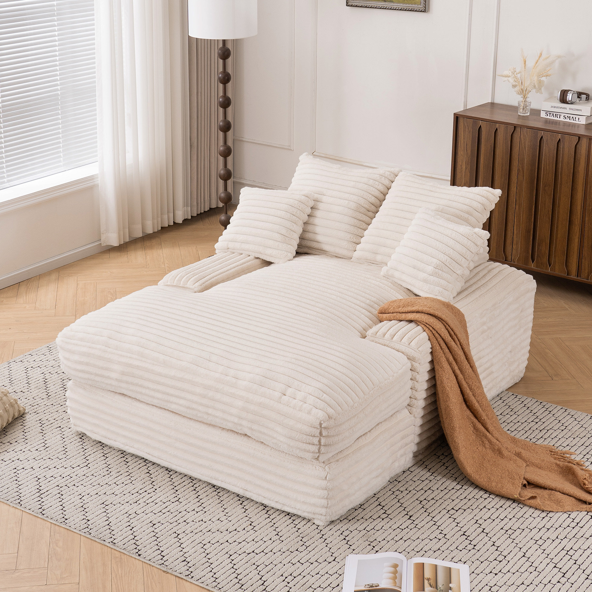 NFusion Lynrae 4-Pillow Ergonomic Chaise Lounge Chair With Soft ...