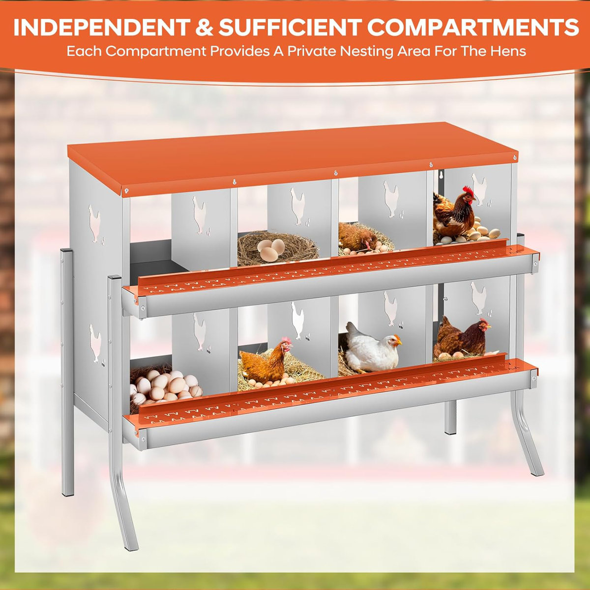 Blue Elephant Chicken Nesting Boxes with Bracket Legs,Two-Tier Metal ...