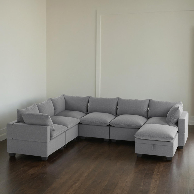 Latitude Run® 120" Wide U-Shaped Modular Sleeper Sectional Sofa Bed ...
