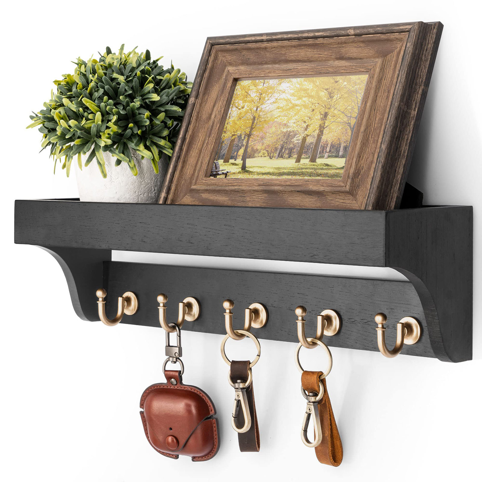 KJETHKEY Solid Wood Wall Organizer with Key Hooks | Wayfair