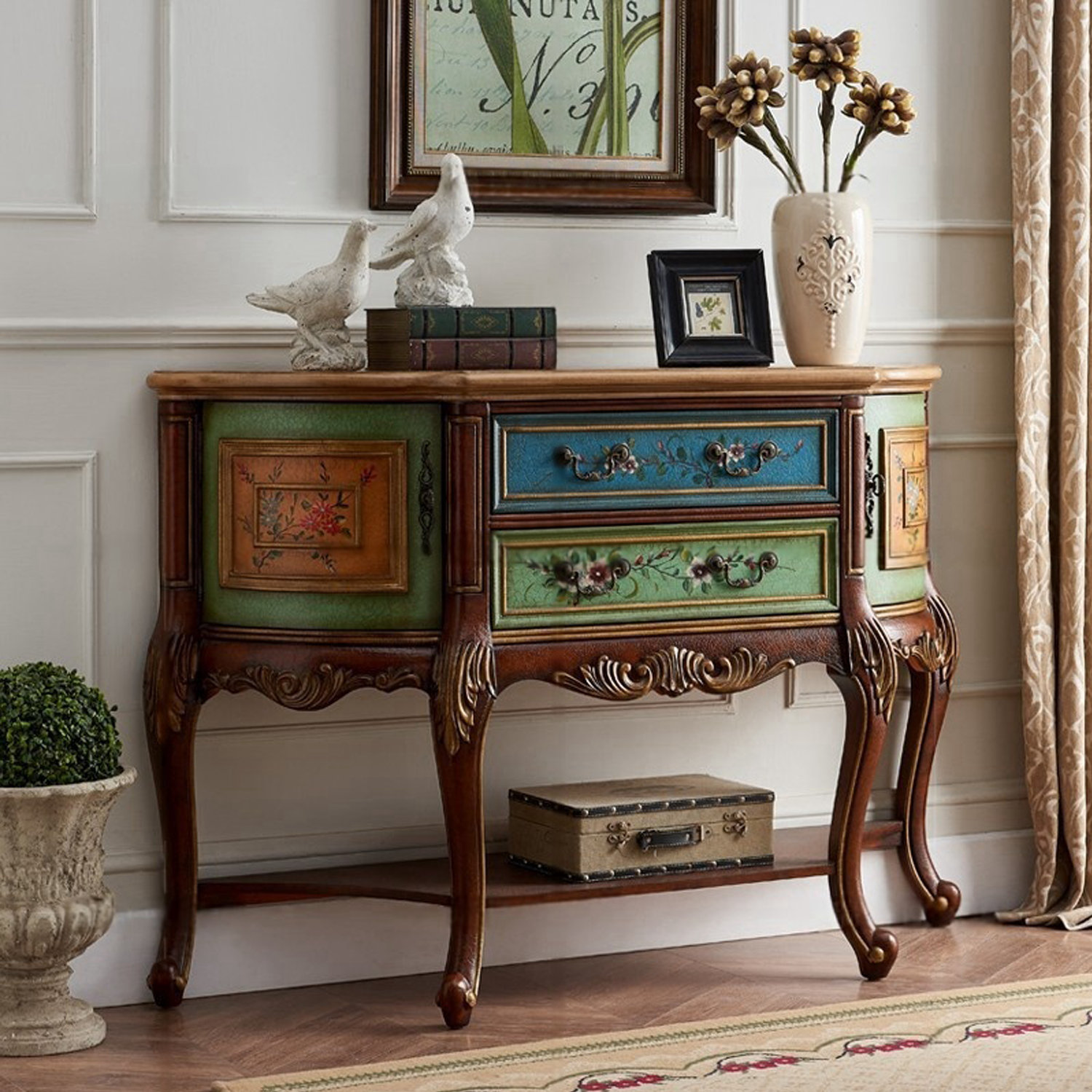 interanest Half-Round Console with Double Doors and Drawers | Wayfair