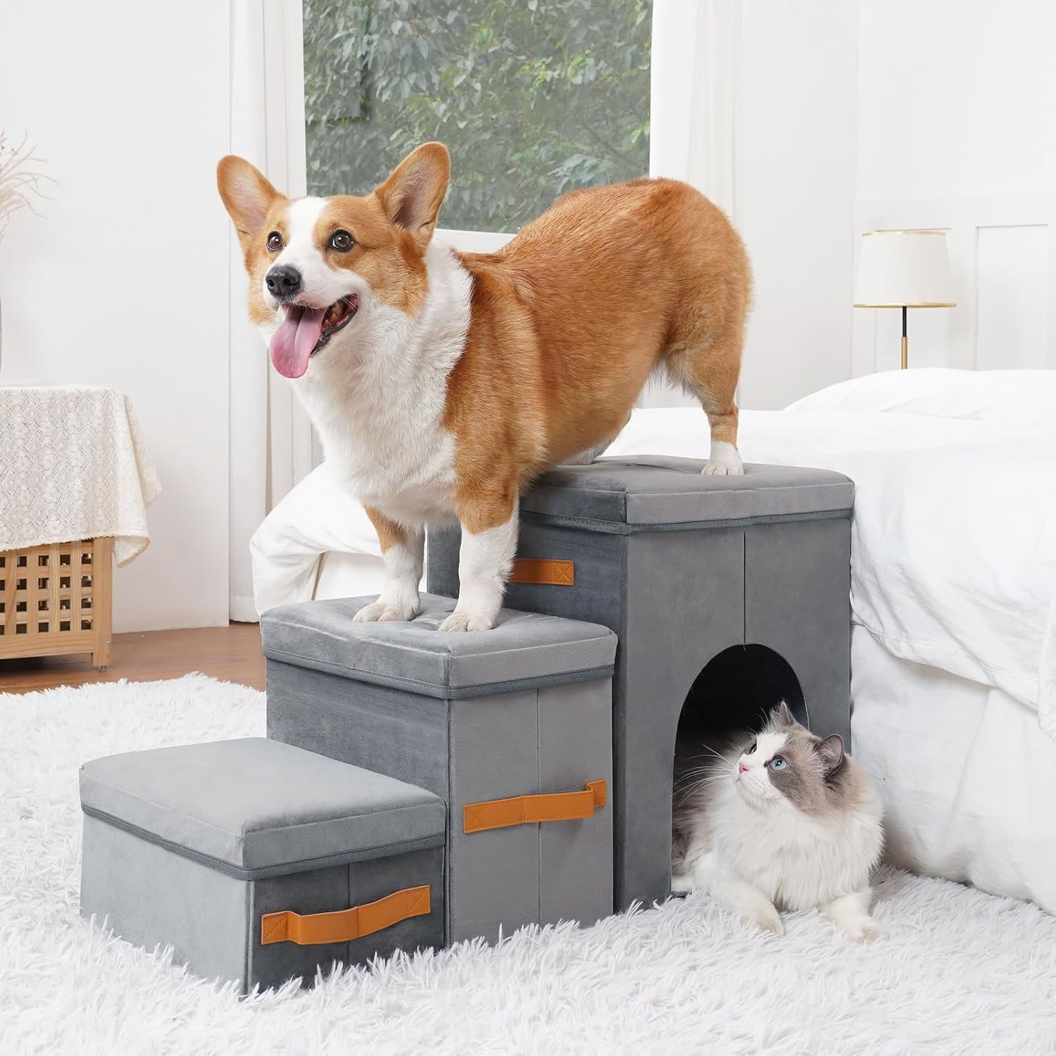 Archie & Oscar™ Pet Stairs Steps With Storage And Condo,Foldable Dog ...