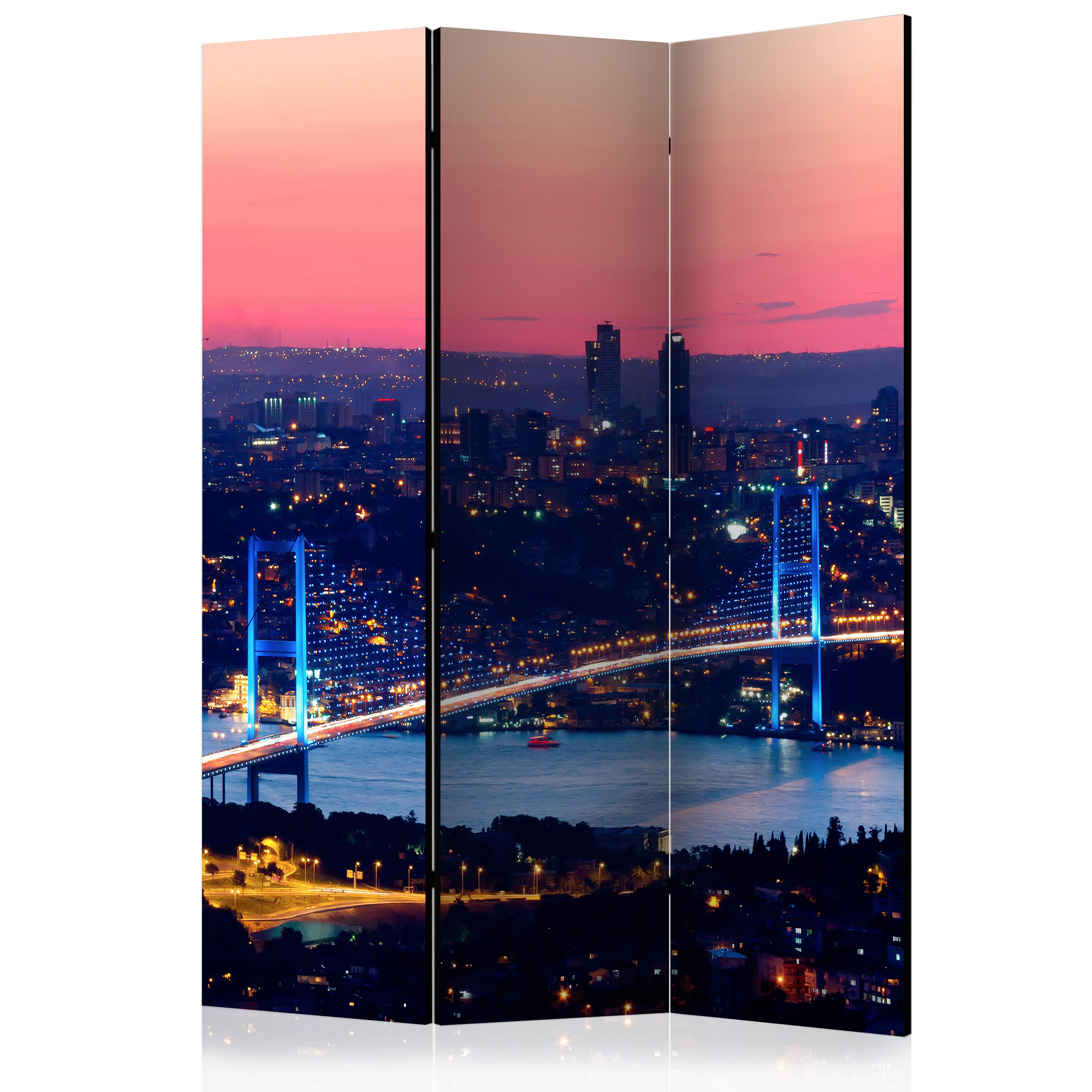East Urban Home Bosphorus Bridge 53" W x 68" H 3 - Panel Solid Wood ...