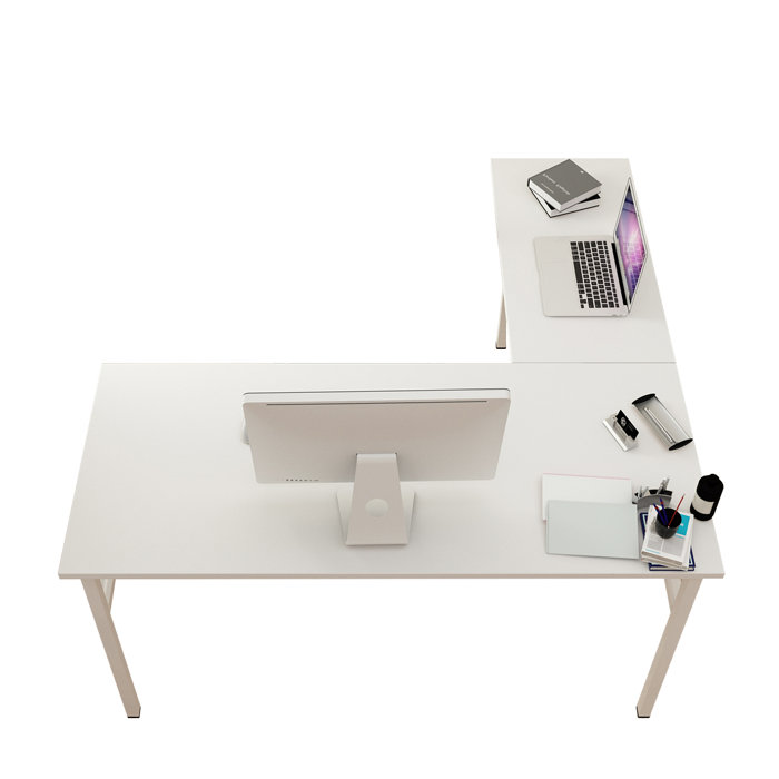 Inbox Zero L-Shaped Metal Base Computer Desk & Reviews | Wayfair