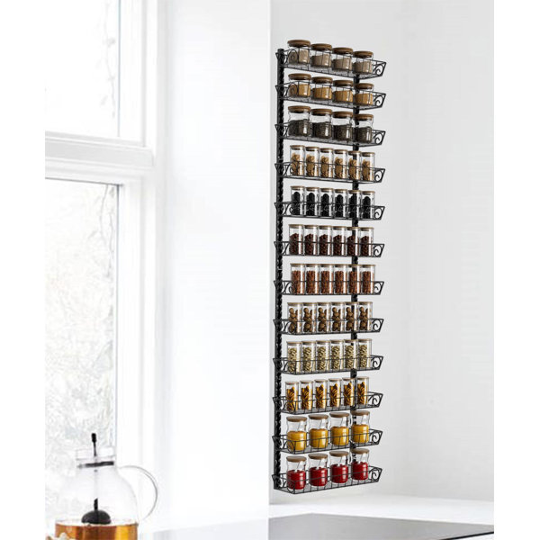 Prep & Savour Wall/ Under Cabinet Mounted Spice Rack with Adjustable ...