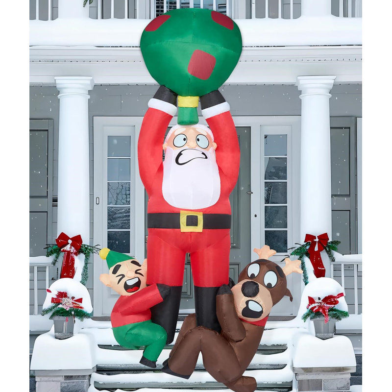The Holiday Aisle® The 8 FT Tall Christmas Inflatable Hanging Santa ...