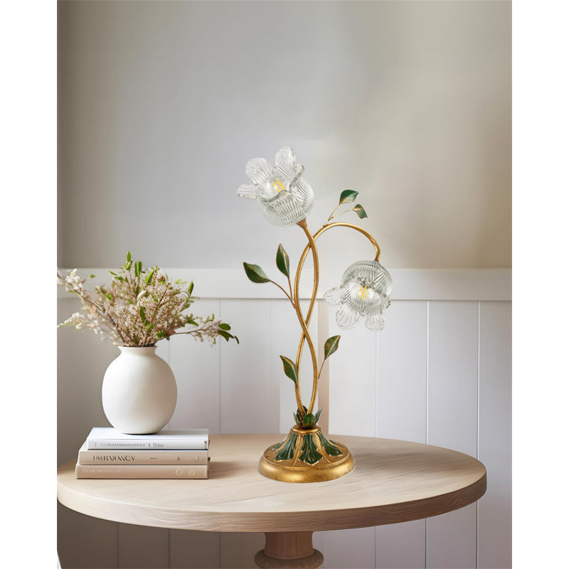 House of Hampton® Golden Glass Flower Table Lamp | Wayfair
