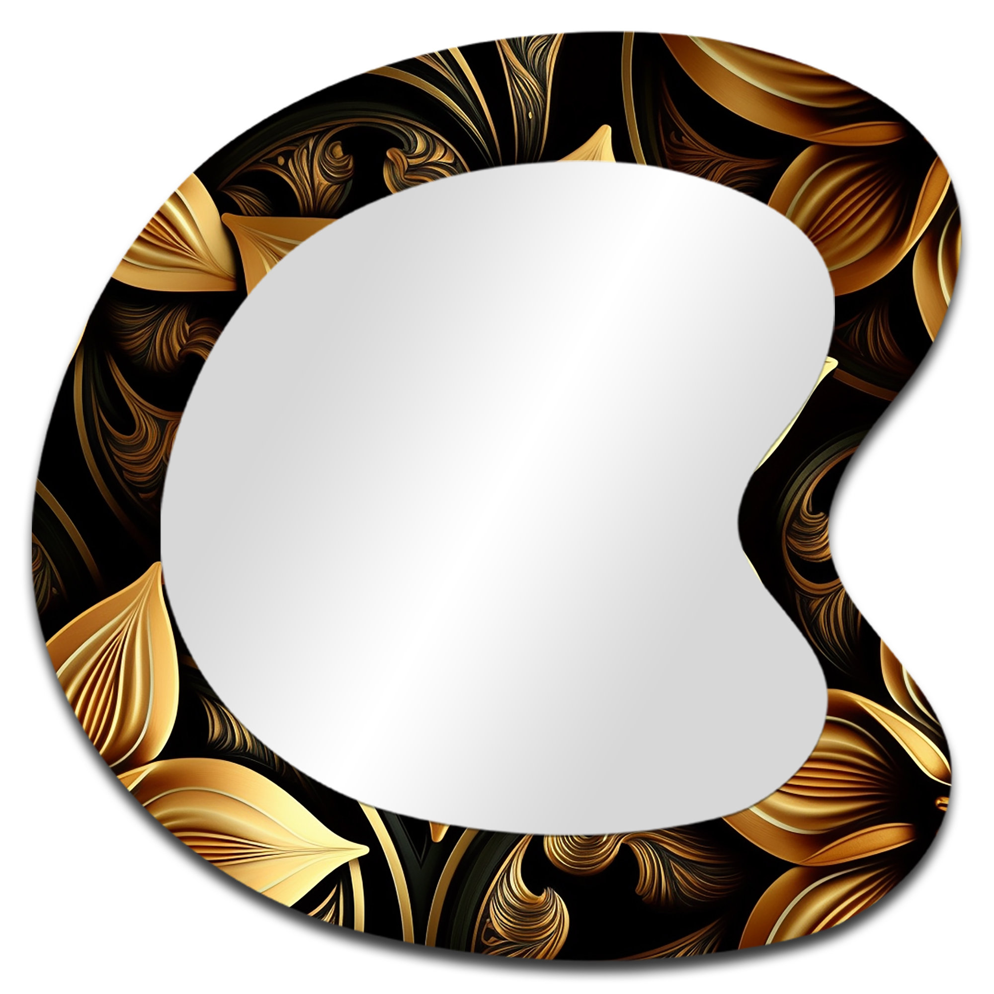 Ivy Bronx Golden Lily On Black II - Lily Unique Shape Decorative Mirror ...