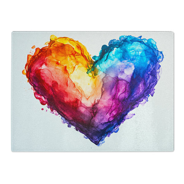 George Oliver Love Heart GraphicsGlass Chopping Board | Wayfair.co.uk