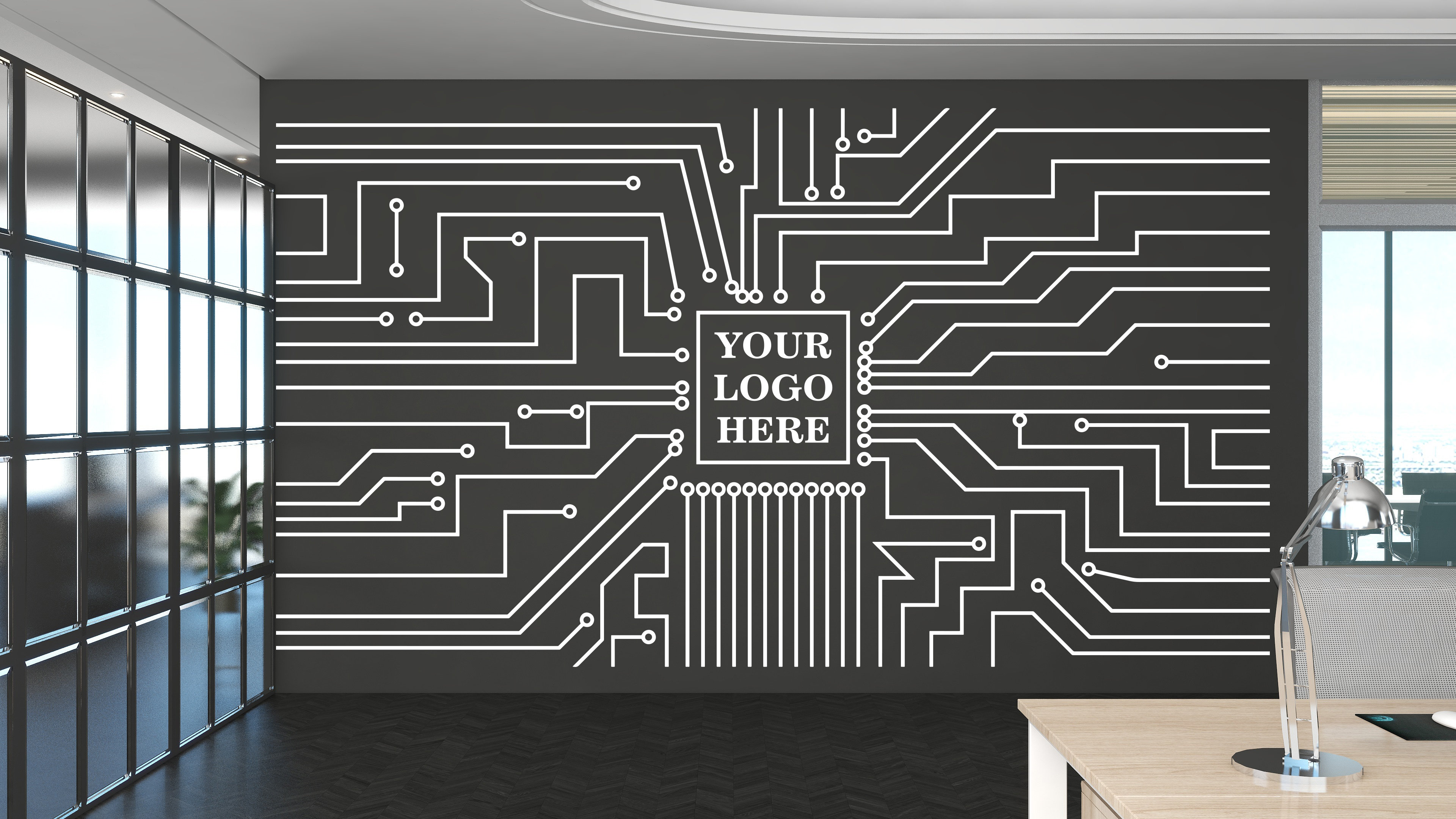 Latitude Run® Circuit Board Wall Decal, Technology Vinyl Wall Art ...