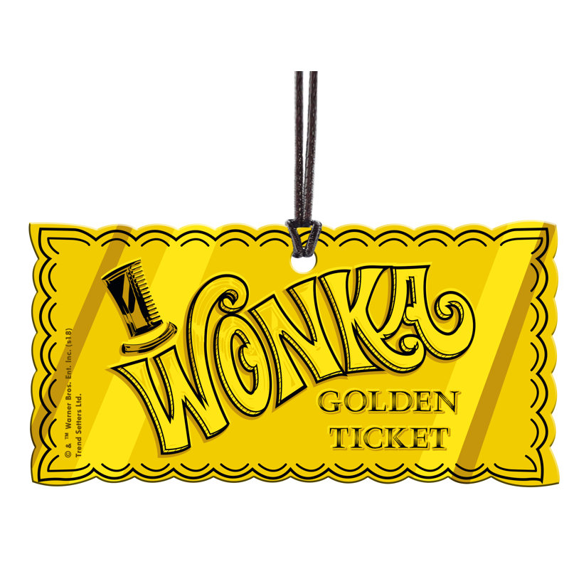 Trend Setters 'Willy Wonka Golden Ticket' Hanging Acrylic Shaped ...
