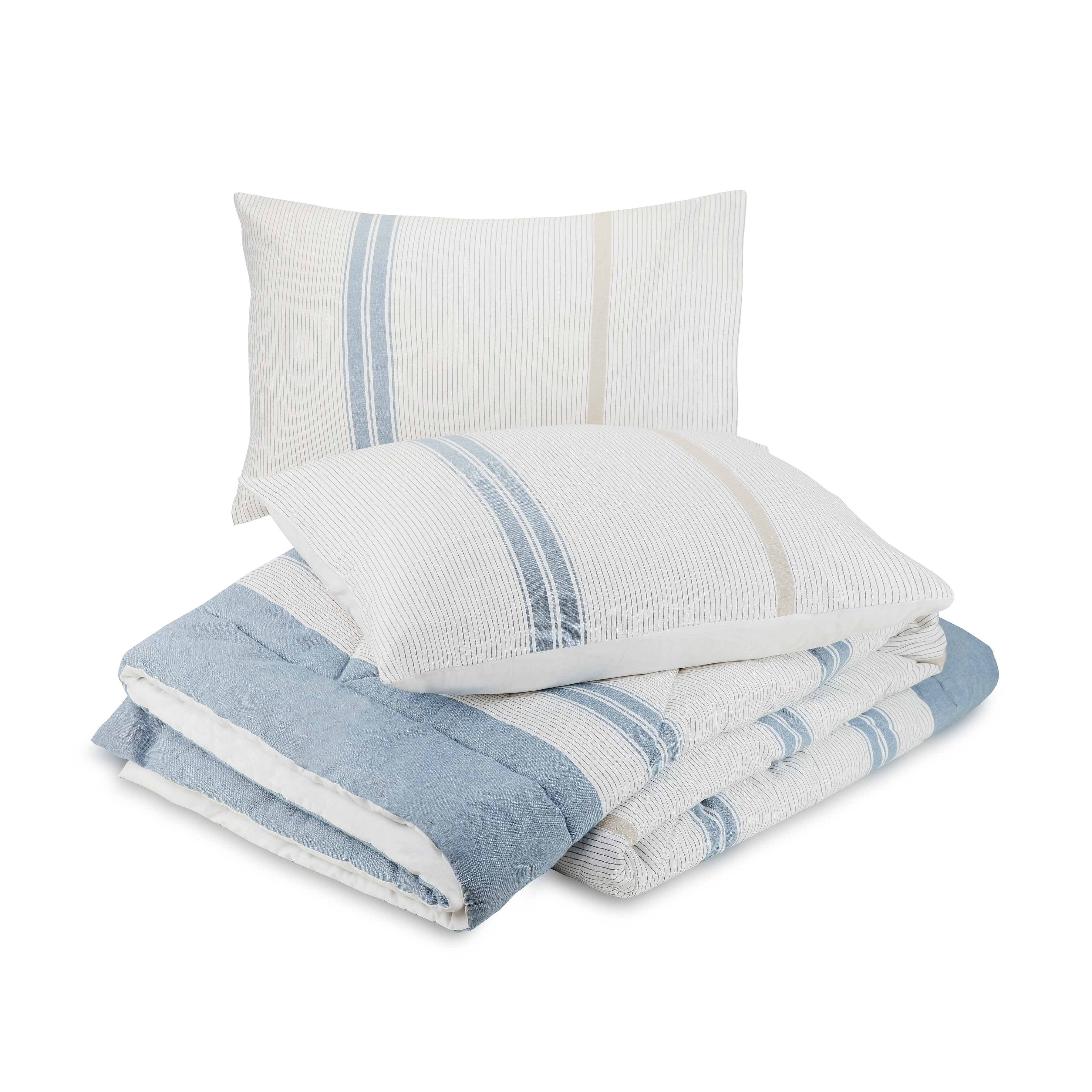 Laurel and Mayfair Mason Twill Stripe Cotton 3 Piece Comforter Set ...