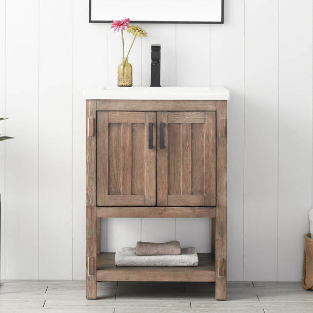 Vanity Art 24'' Free Standing Single Bathroom Vanity with Ceramic Top ...