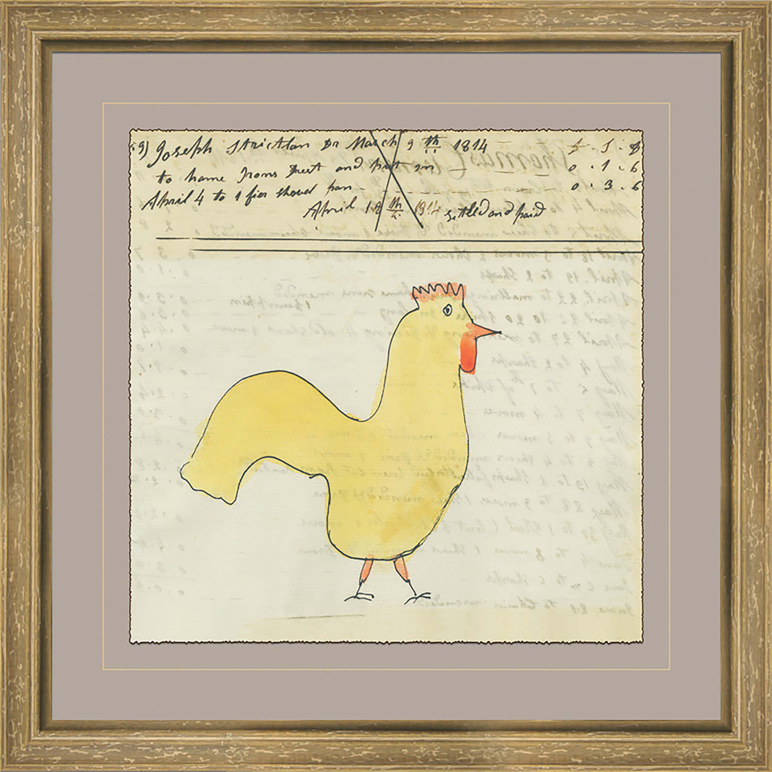 Soicher Marin 'Chicken - Mennonite Ledger Drawing' Framed Textual Art ...