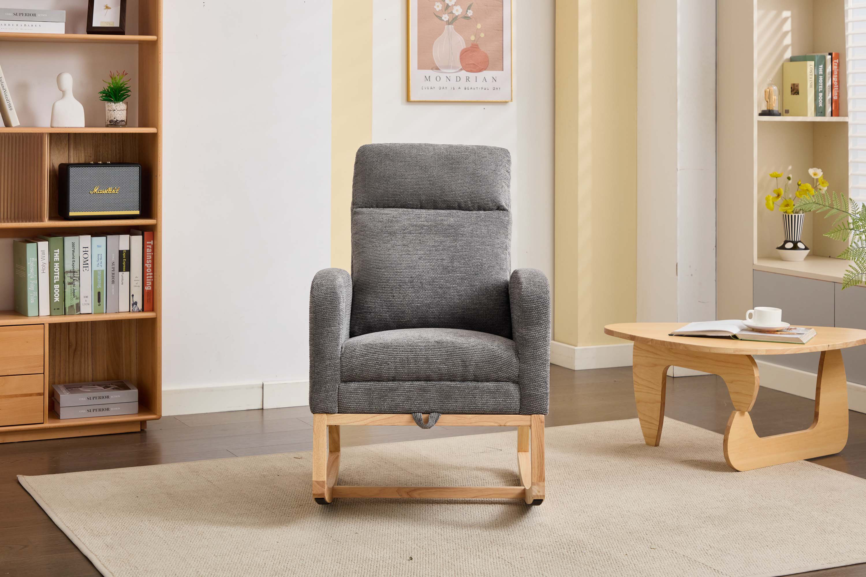 Lark Manor™ Modern Accent Rocking Chair Rocking Chair with Solid Wood ...