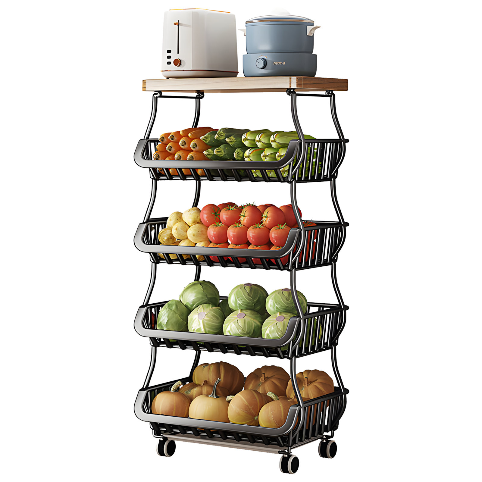 Xiangong Multi-Tier Kitchen Trolley Cart For Vegetable And Fruit ...