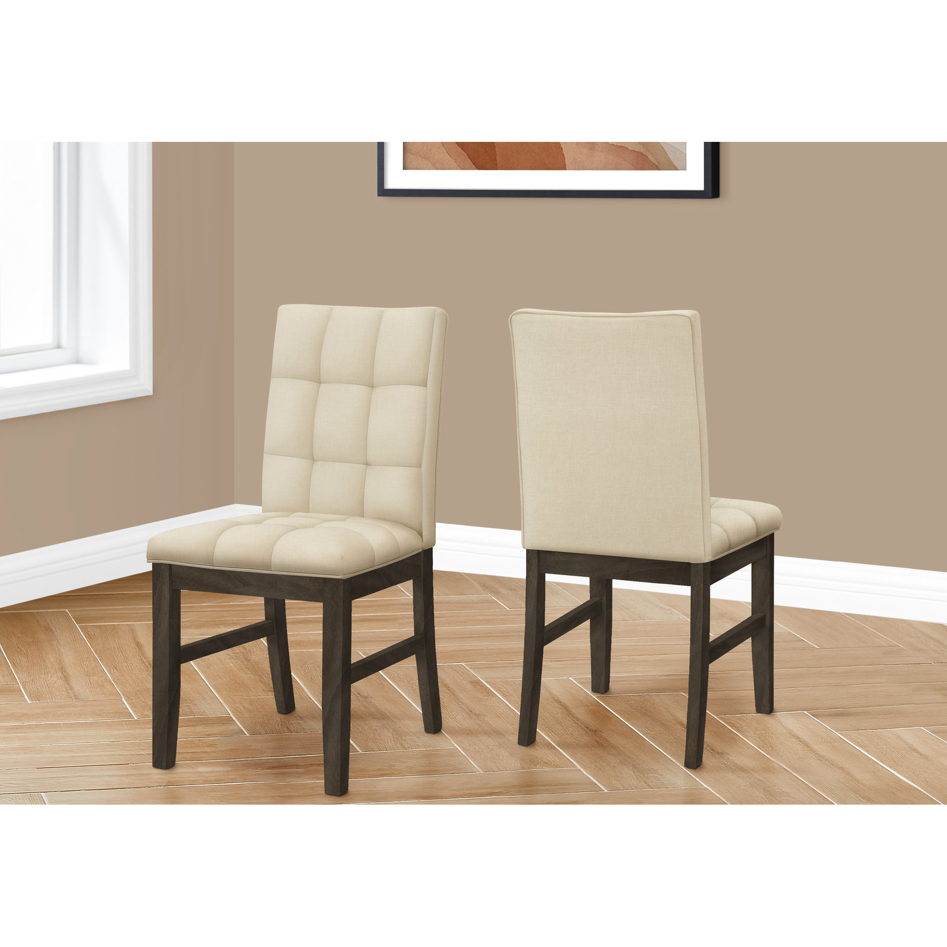 Hokku Designs Of 2 Kitchen Chairs, 36.15" High, Cream Upholstery, Grey ...