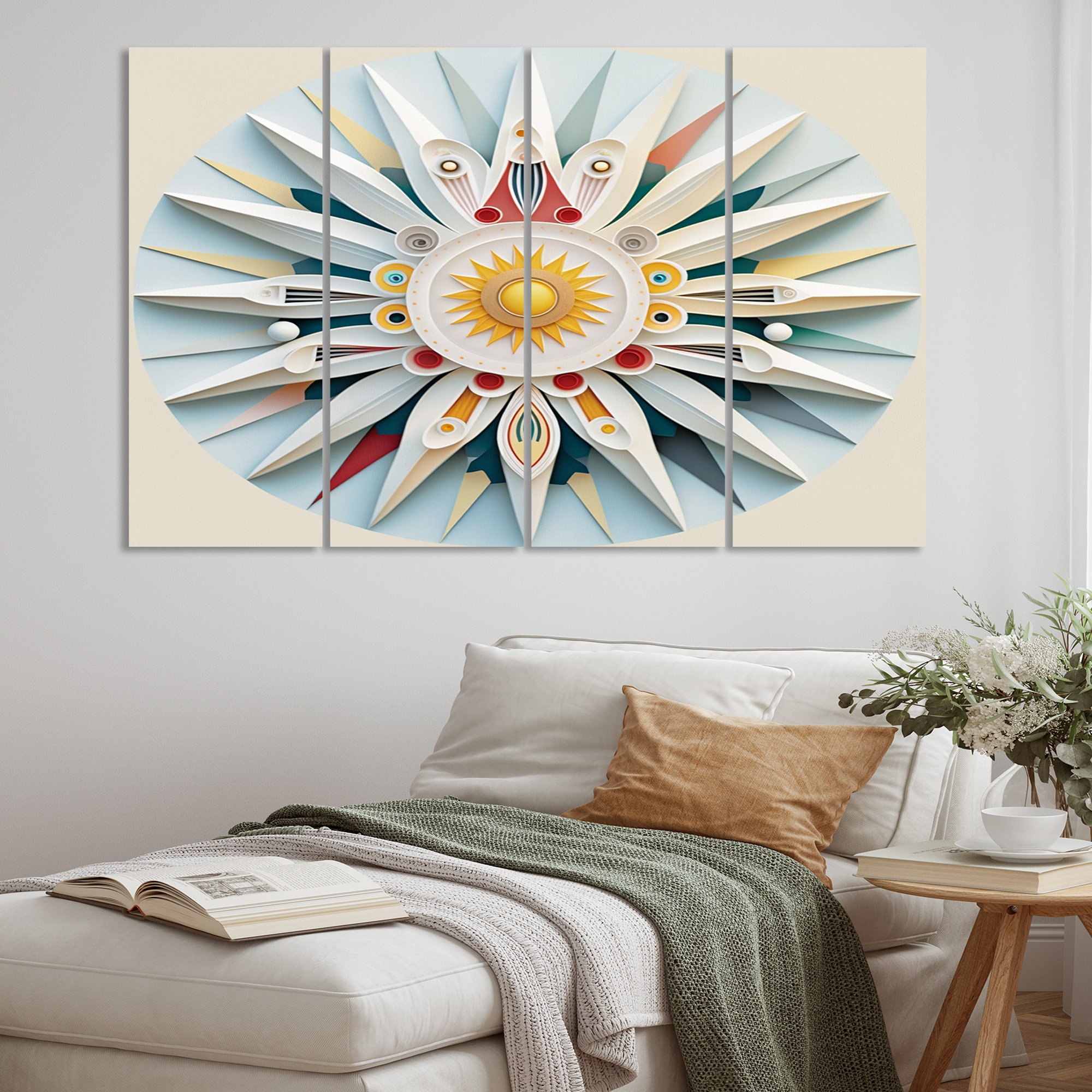 Dakota Fields Visionary Dream Retro Mandala on White VIII - 4 Piece ...
