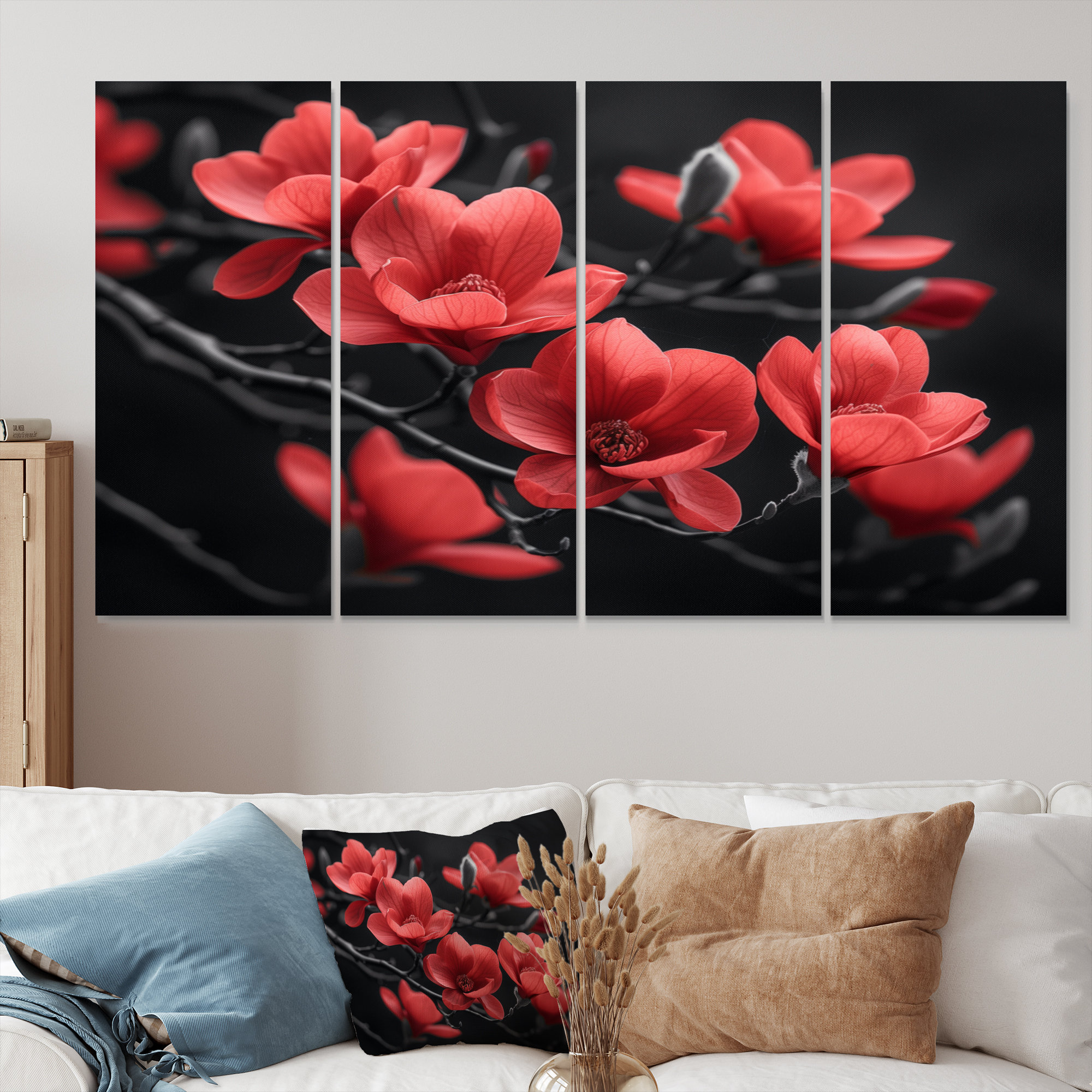 Latitude Run® Red Black Garden Glamour Magnolias Photo II - Magnolias ...