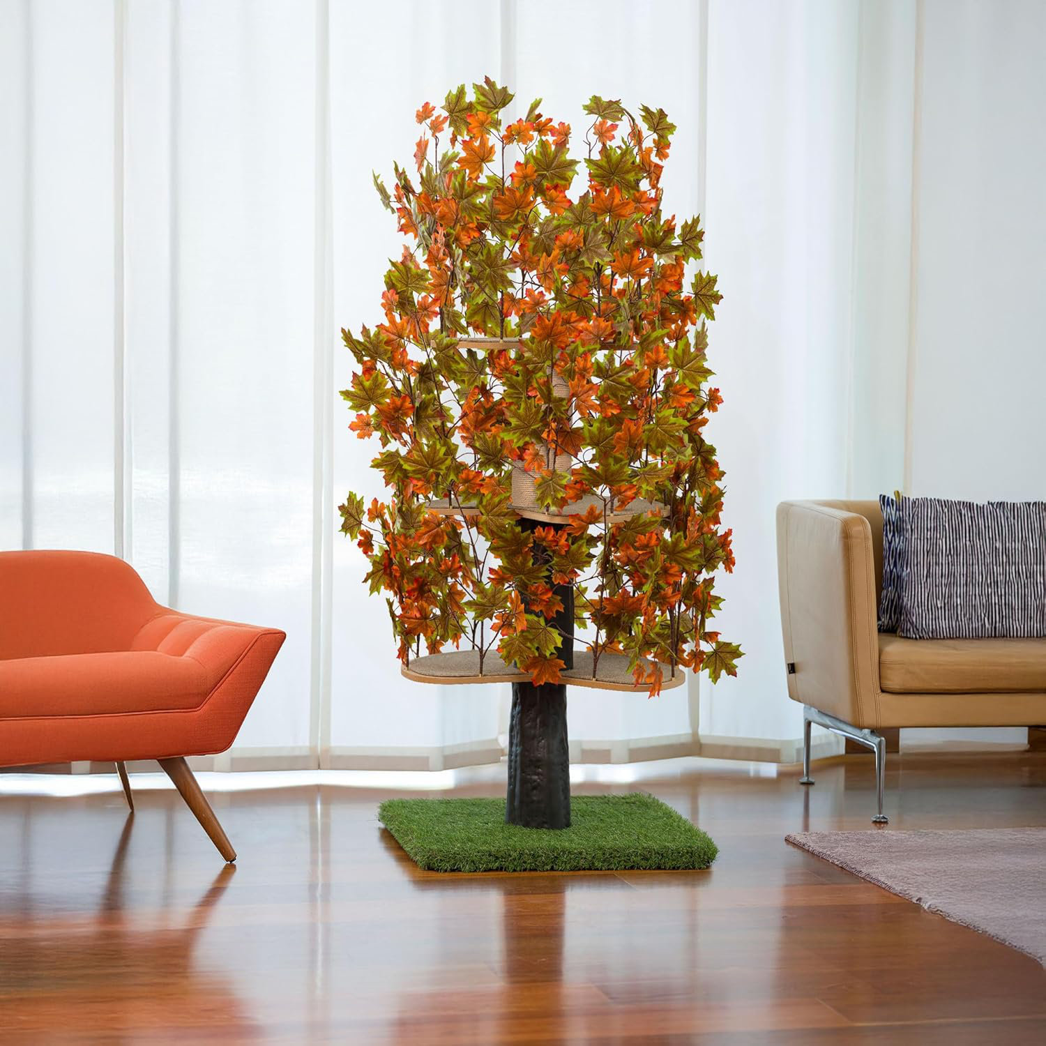 Archie & Oscar™ Cat Tree With Leaves, Large Square Cat Condo & Cat ...