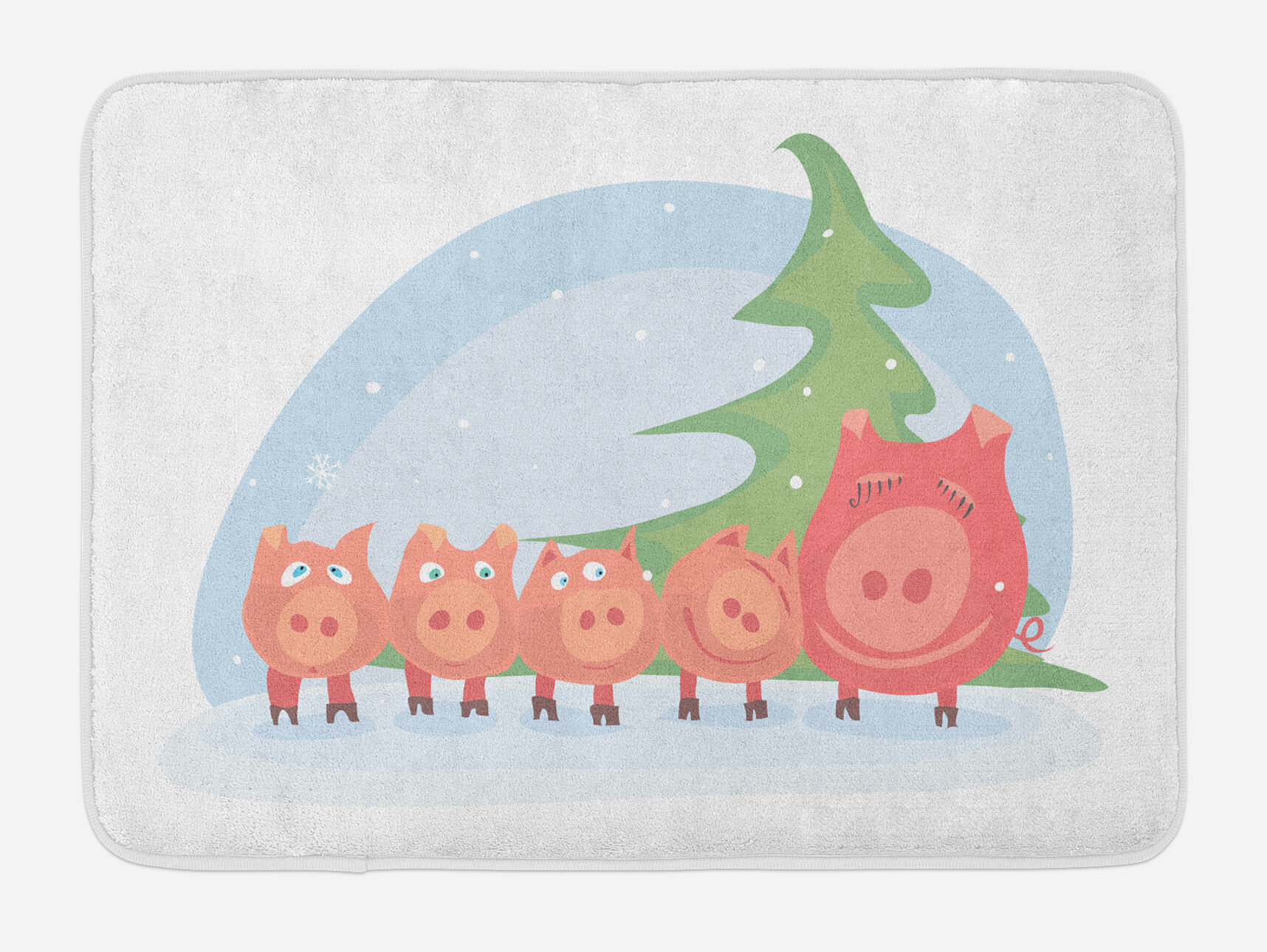 The Holiday Aisle® Pig Plush Bath Mat, Family Under a Christmas Tree ...