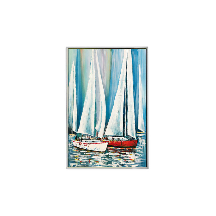 Breakwater Bay Saling Boats - Painting on Canvas | Wayfair.co.uk
