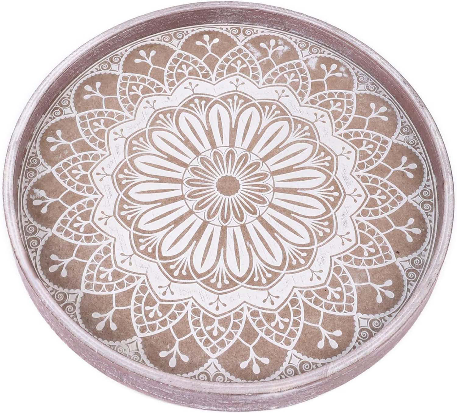 Dakota Fields Boho Decorative Tray For Home Decor, Round Wood Coffee ...