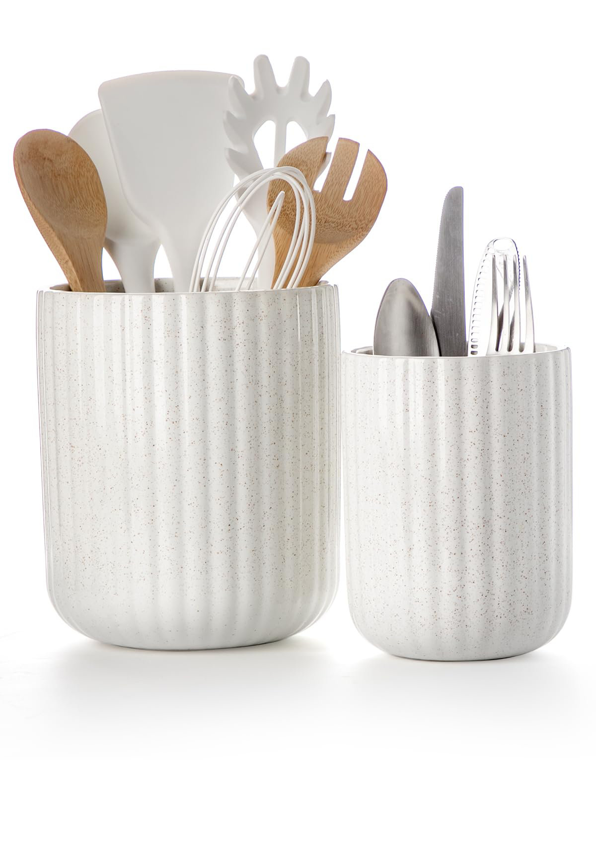 4 SEASONS FURNITURE Set of 2 Ceramic Kitchen Utensil Holders, 6.1" & 4. ...