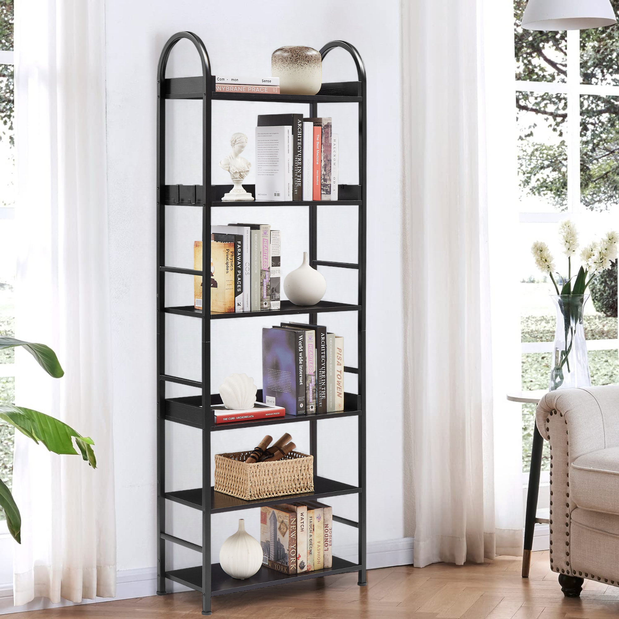 17 Stories Cavandale 71" H x 25" W Steel Etagere Bookcase | Wayfair