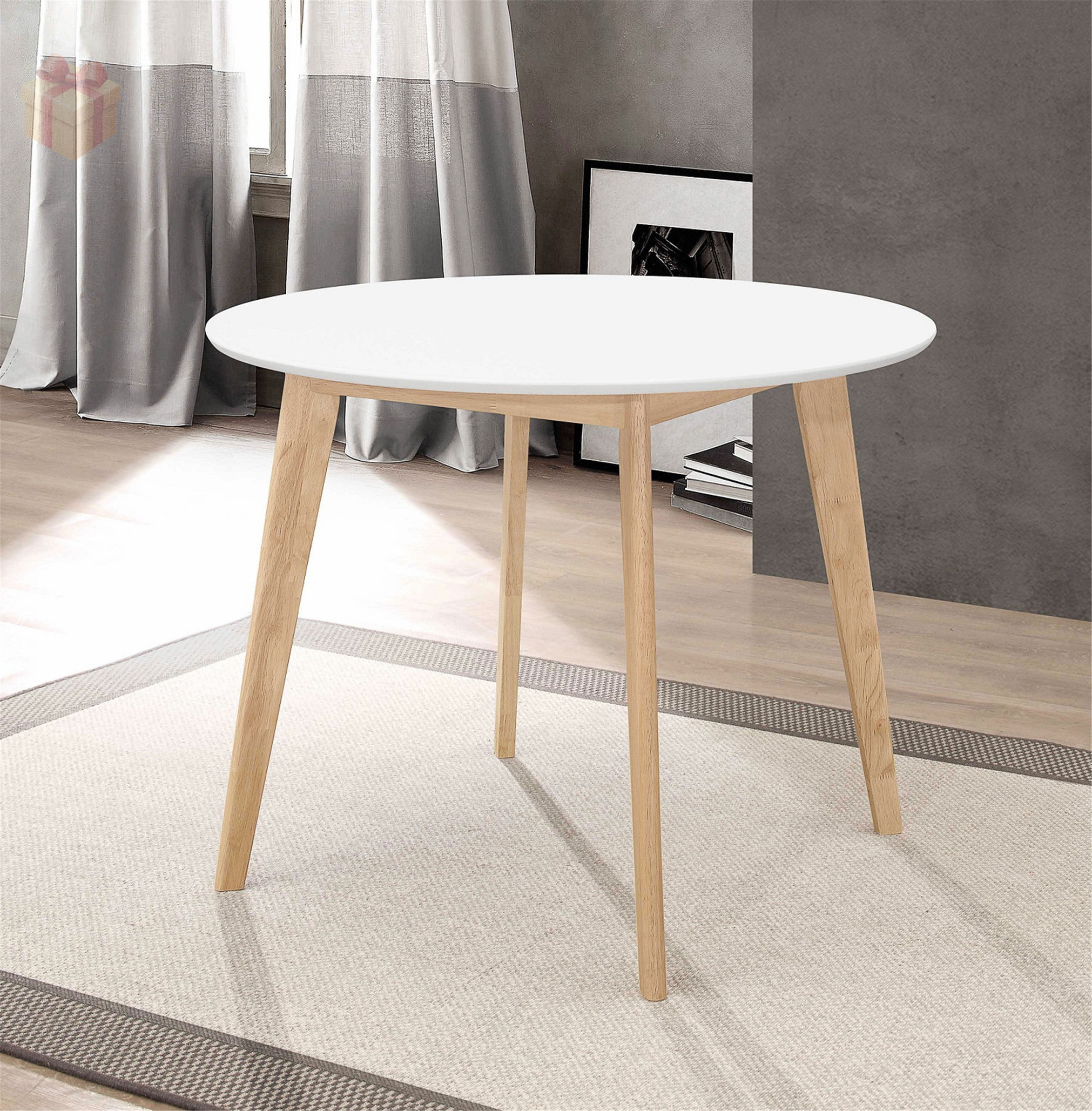 George Oliver 40-inch Round Dining Table, Matte White Finish with ...