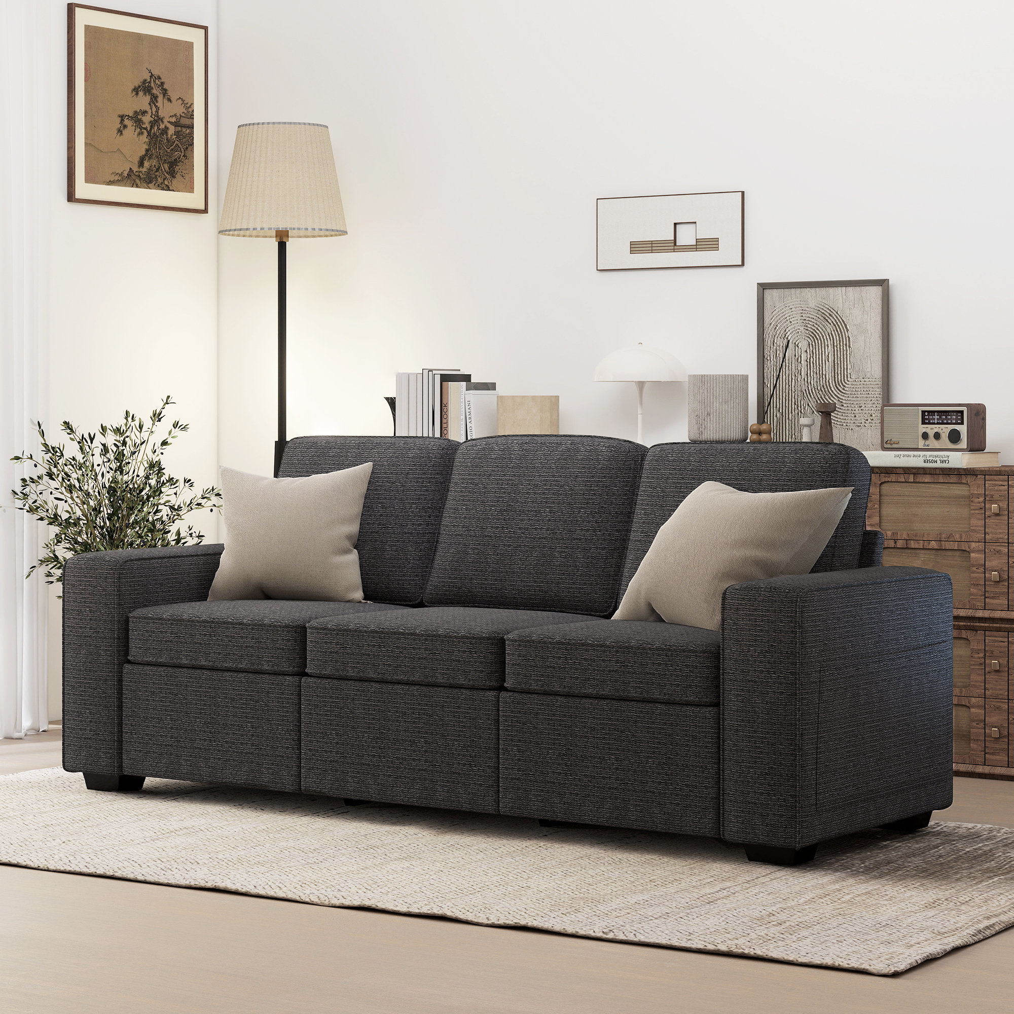 Ebern Designs 79" Square Arm Upholstered Sofa | Wayfair