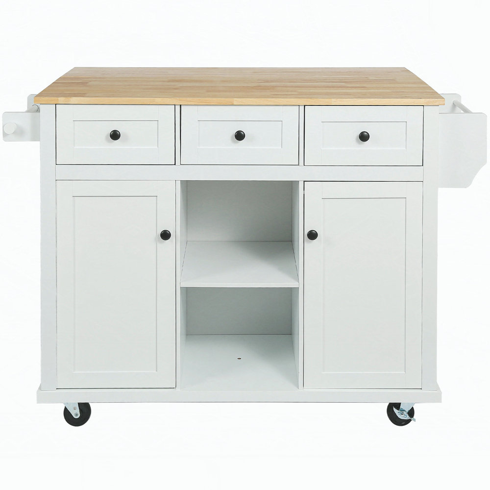 Ophelia & Co. Kitchen Island on 5 Wheels with Storage Cabinet and with ...