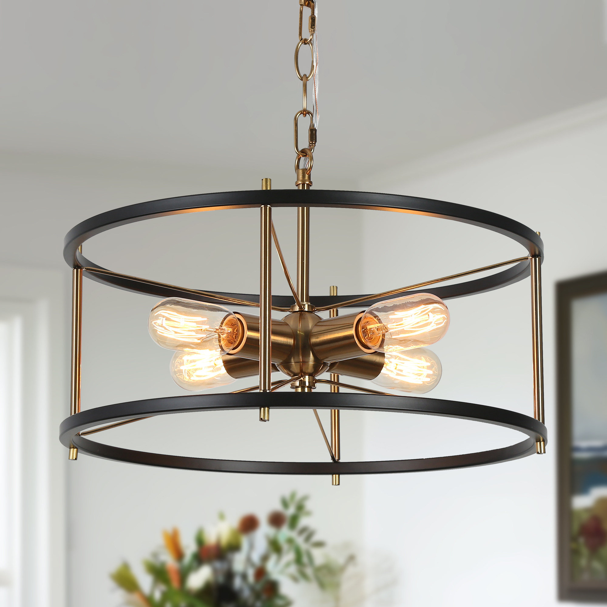 Mercer41 Chrisse 4 - Light Lantern Drum Chandelier | Wayfair