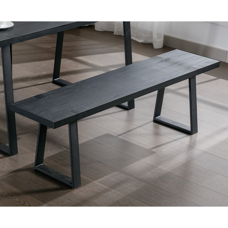 black dining table bench with back