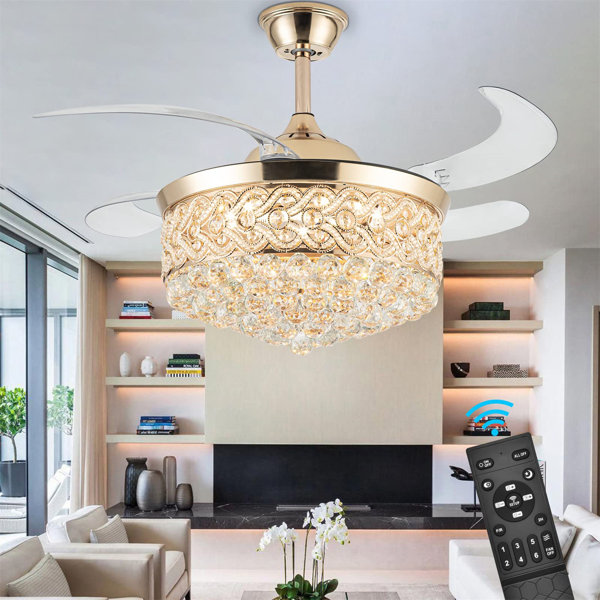 House of Hampton® Modern Shabby Elegance Ceiling Fan | Retractable ...