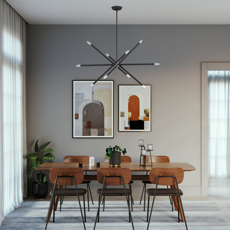 Ivy Bronx 10 Light Scandinavian Gray Large Linear Chandelier With ...