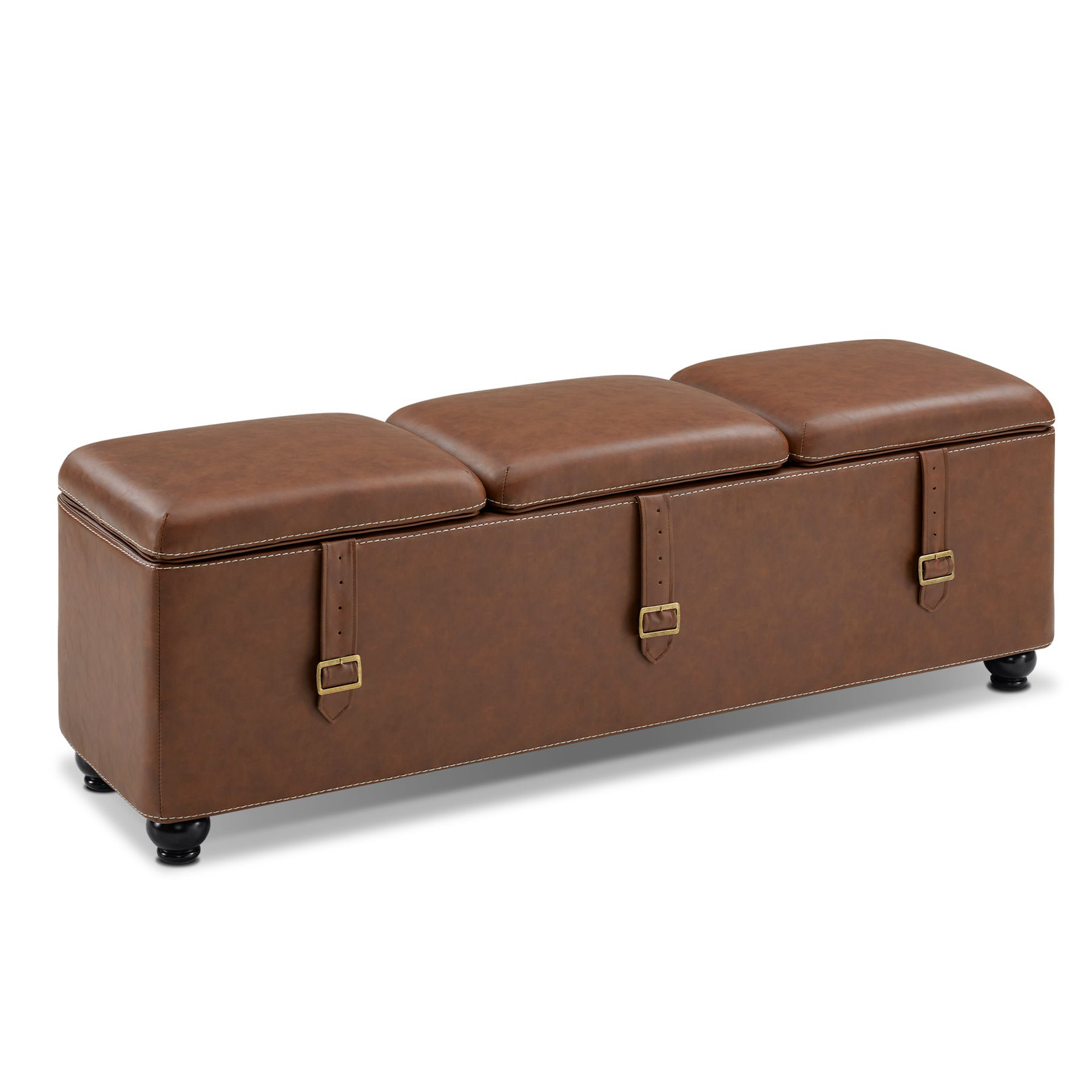 Alcott Hill® Cheilon Storage Ottoman Bench, Faux Leather Upholstered ...
